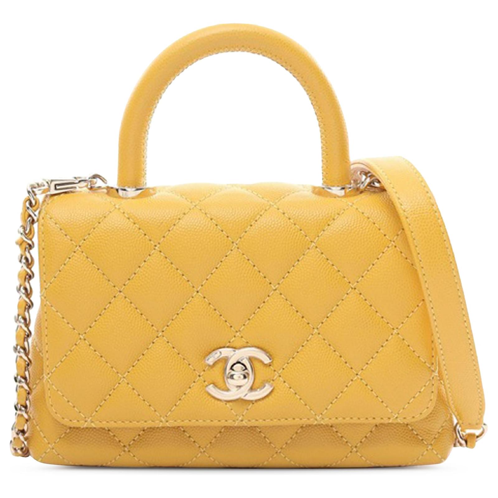Chanel Yellow Extra Mini Caviar Coco Top Handle Leather ref.1661639 ...