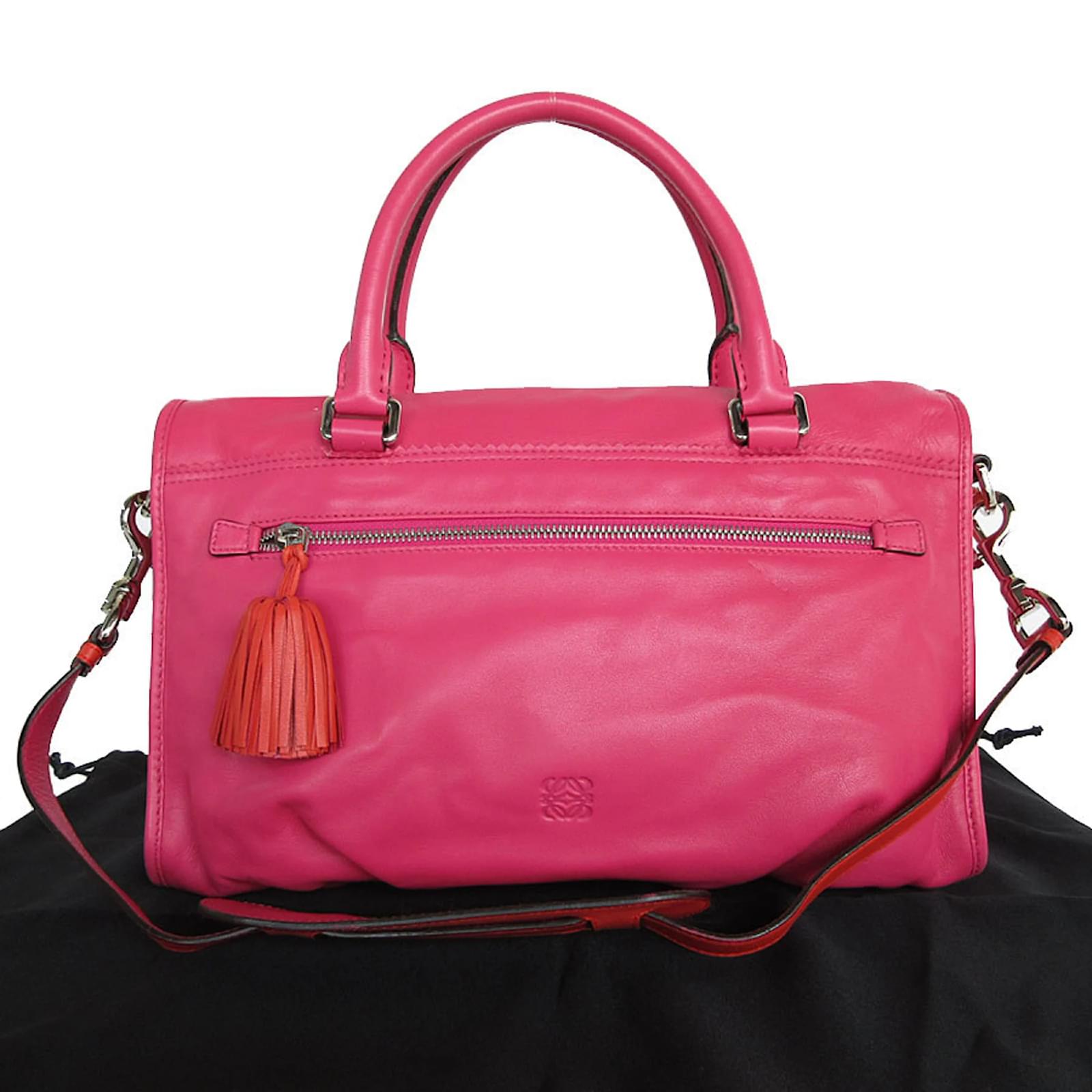 Loewe Anagram Leather Handbag Pink Orange ref.1662431 - Joli Closet