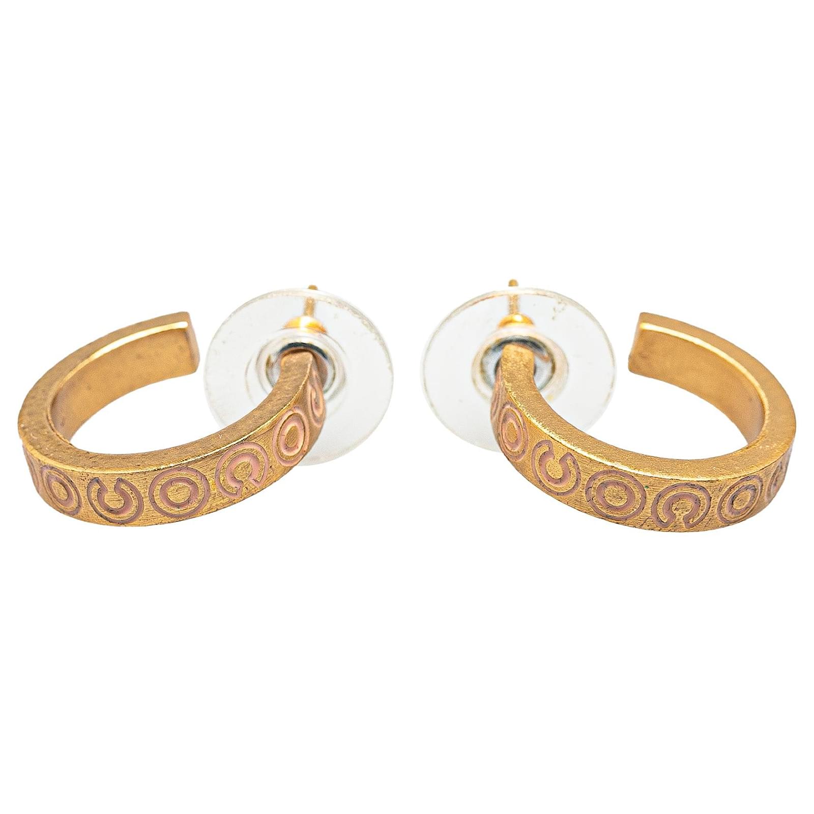 Gold Chanel Gold Plated Coco Push Back Earrings Golden Gold-plated ref ...