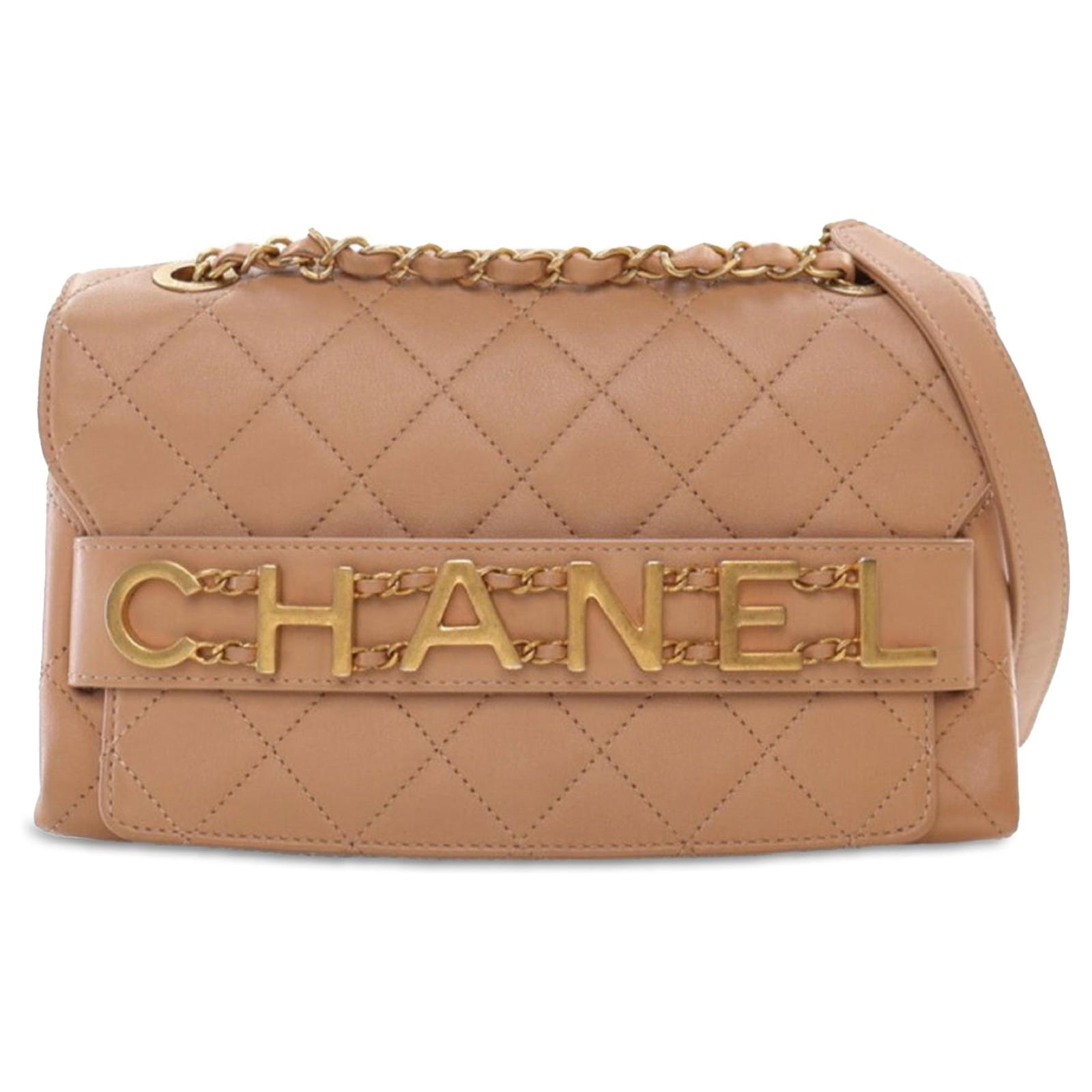 Tan Chanel Medium Calfskin Enchained Flap Crossbody Bag Camel Leather ...