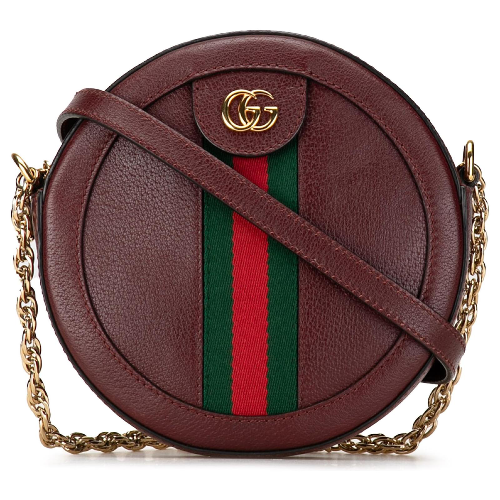 Red Gucci Mini Round Ophidia Leather Crossbody Bag ref.1664295 - Joli ...
