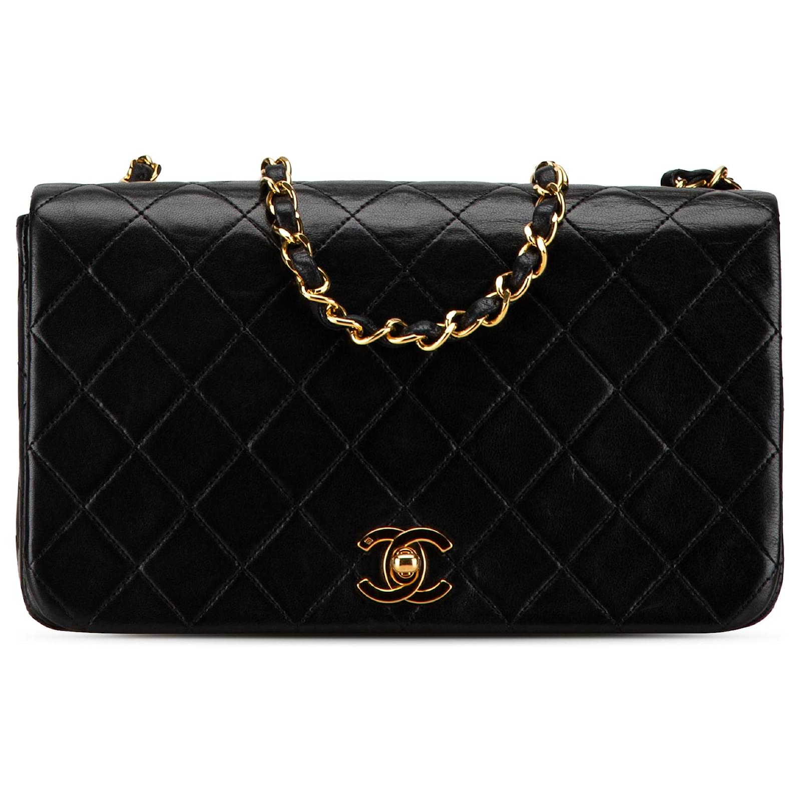 Black Chanel CC Quilted Lambskin Full Flap Crossbody Bag Leather ref ...