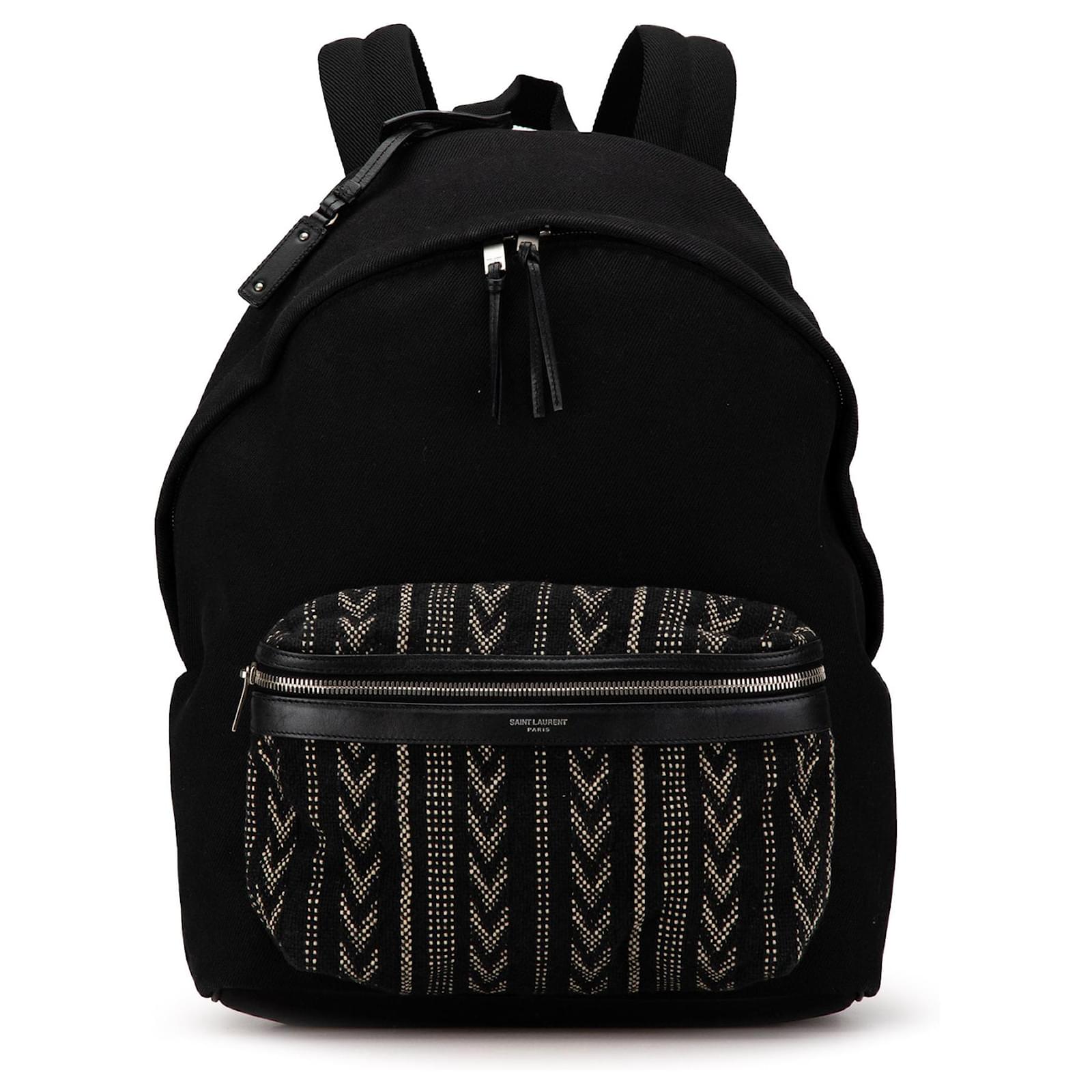 Black Saint Laurent Canvas Ikat City Backpack Leather ref.1664918 ...