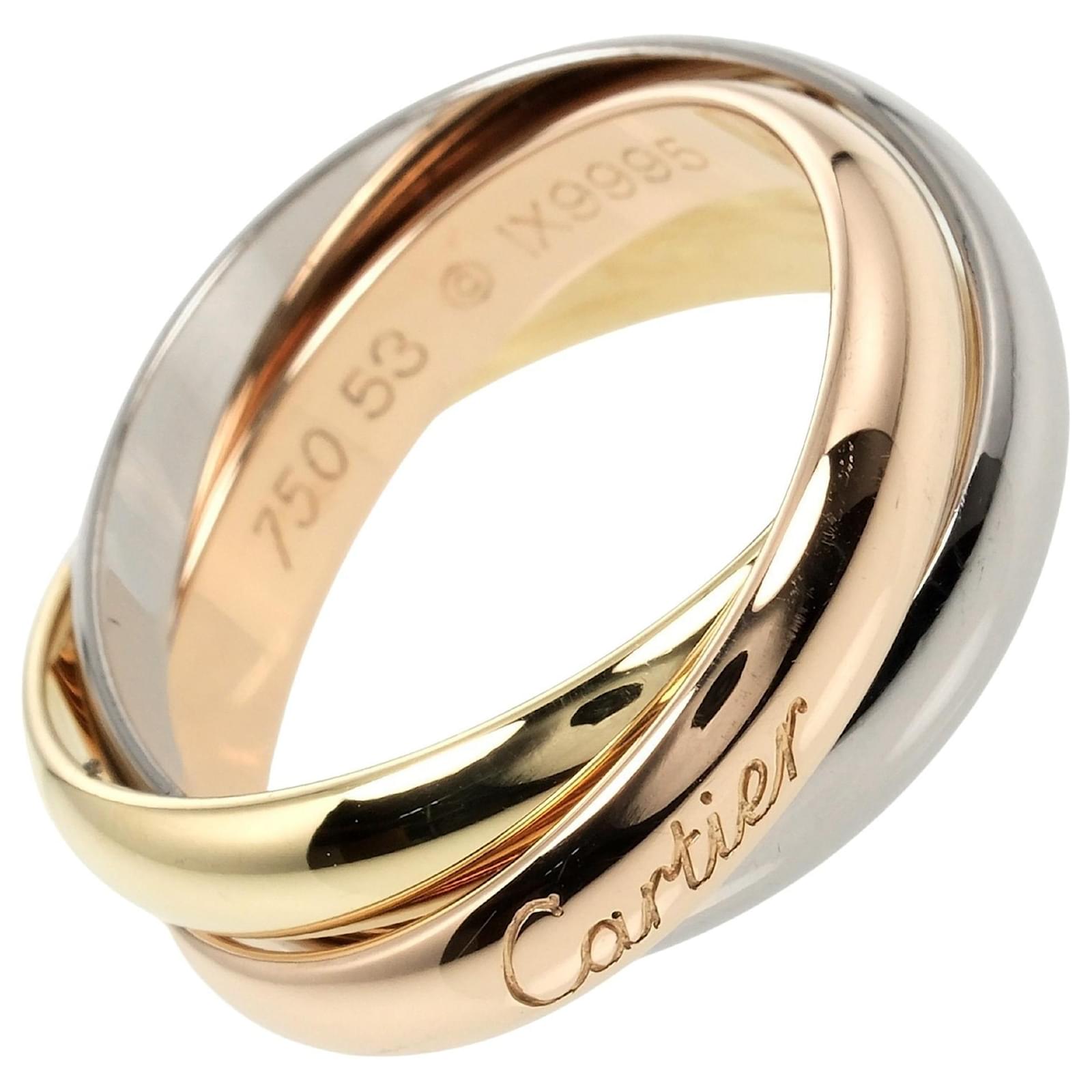 Cartier Trinity Band Ring White gold Yellow gold Pink gold ref.1666249 ...