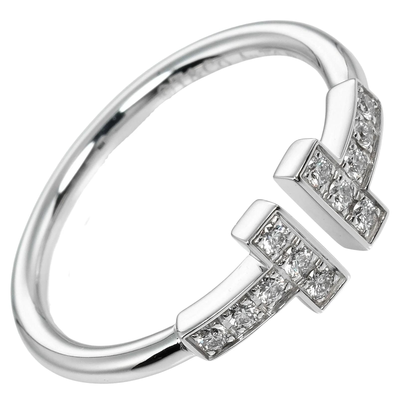 Tiffany & Co Tiffany T Wire Band Ring in 18K White Gold with Diamond ...