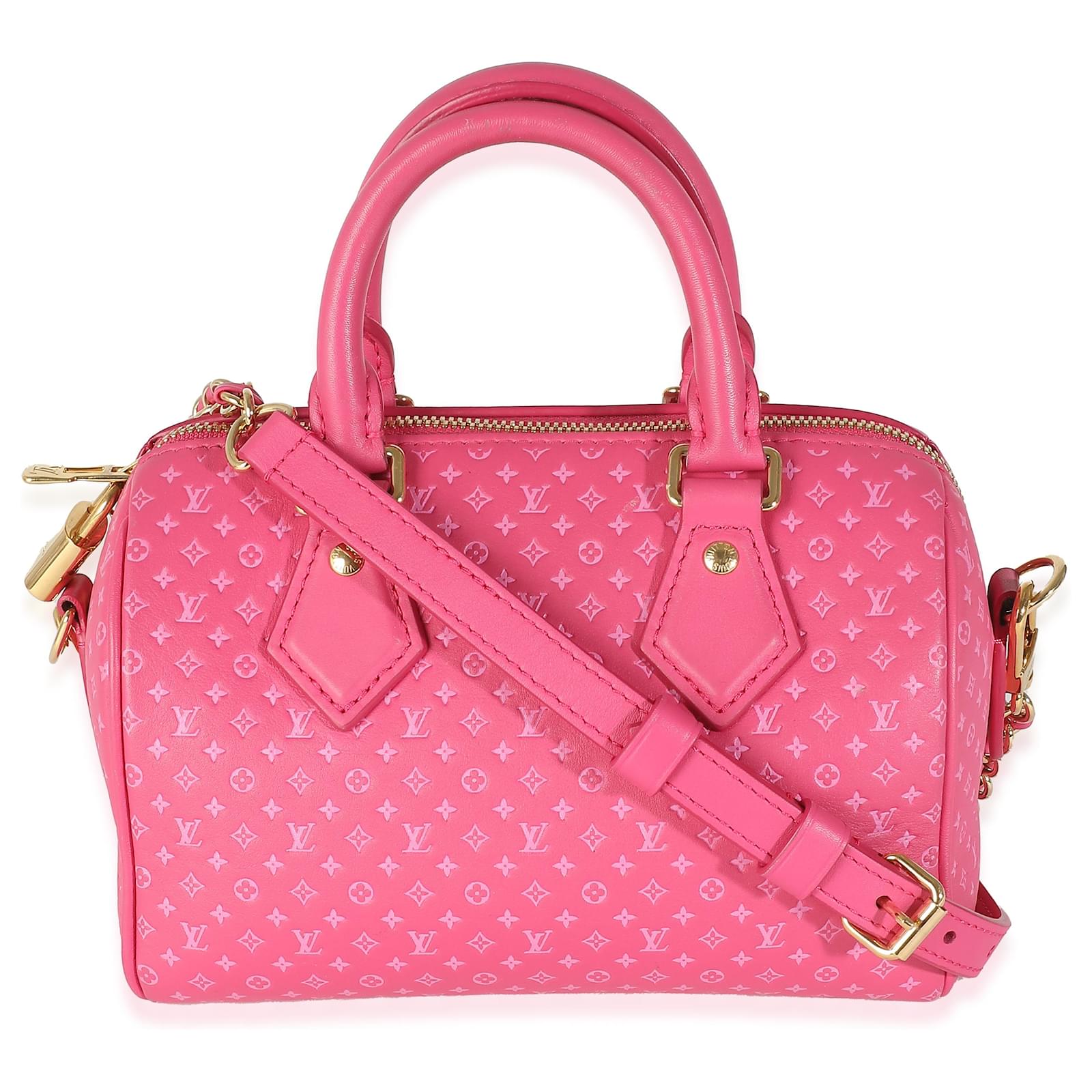 Louis Vuitton Rose Nanogram Embossed Calfskin Speedy Bandouliere 20 ...