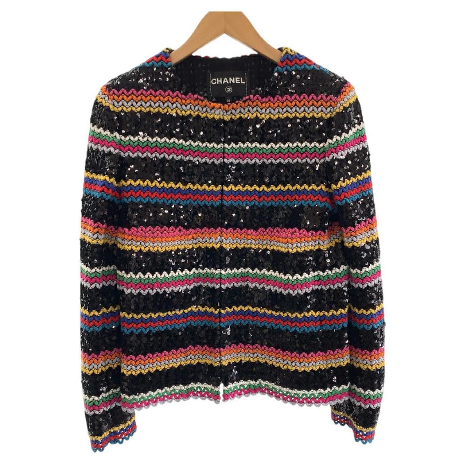 Chanel Cotton Collection Line Sequin Cardigan P72607V64263 Multiple ...