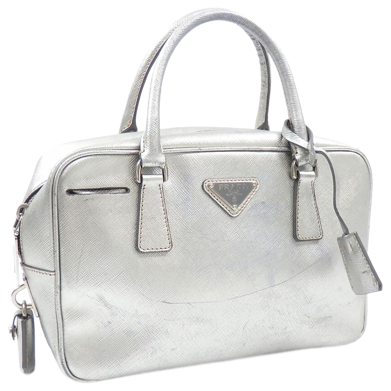 Prada Silver Saffiano Leather Handbag Silvery ref.1668668 - Joli Closet