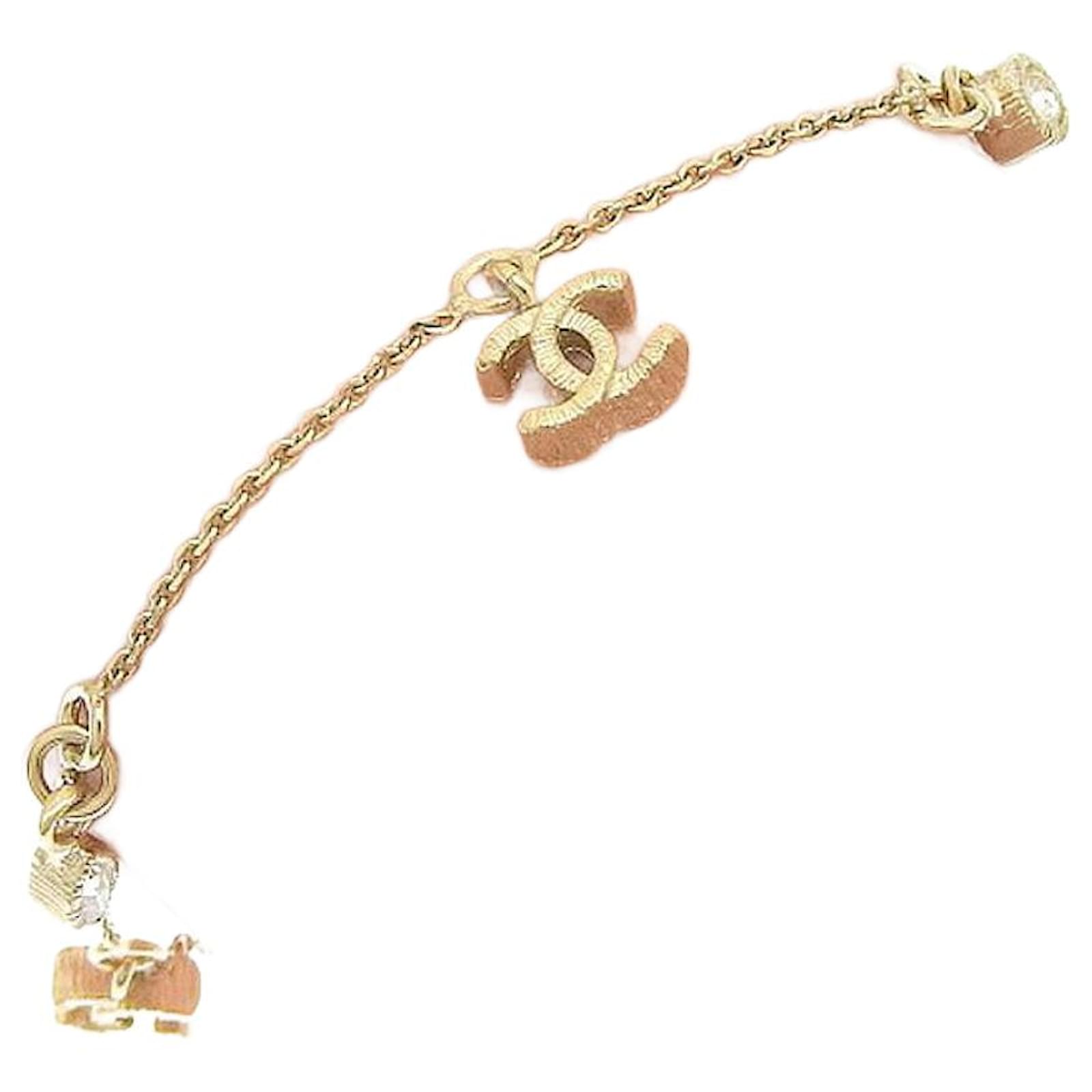 Chanel Coco Mark Logo Rhinestone Bracelet Golden Metal ref.1669730 ...