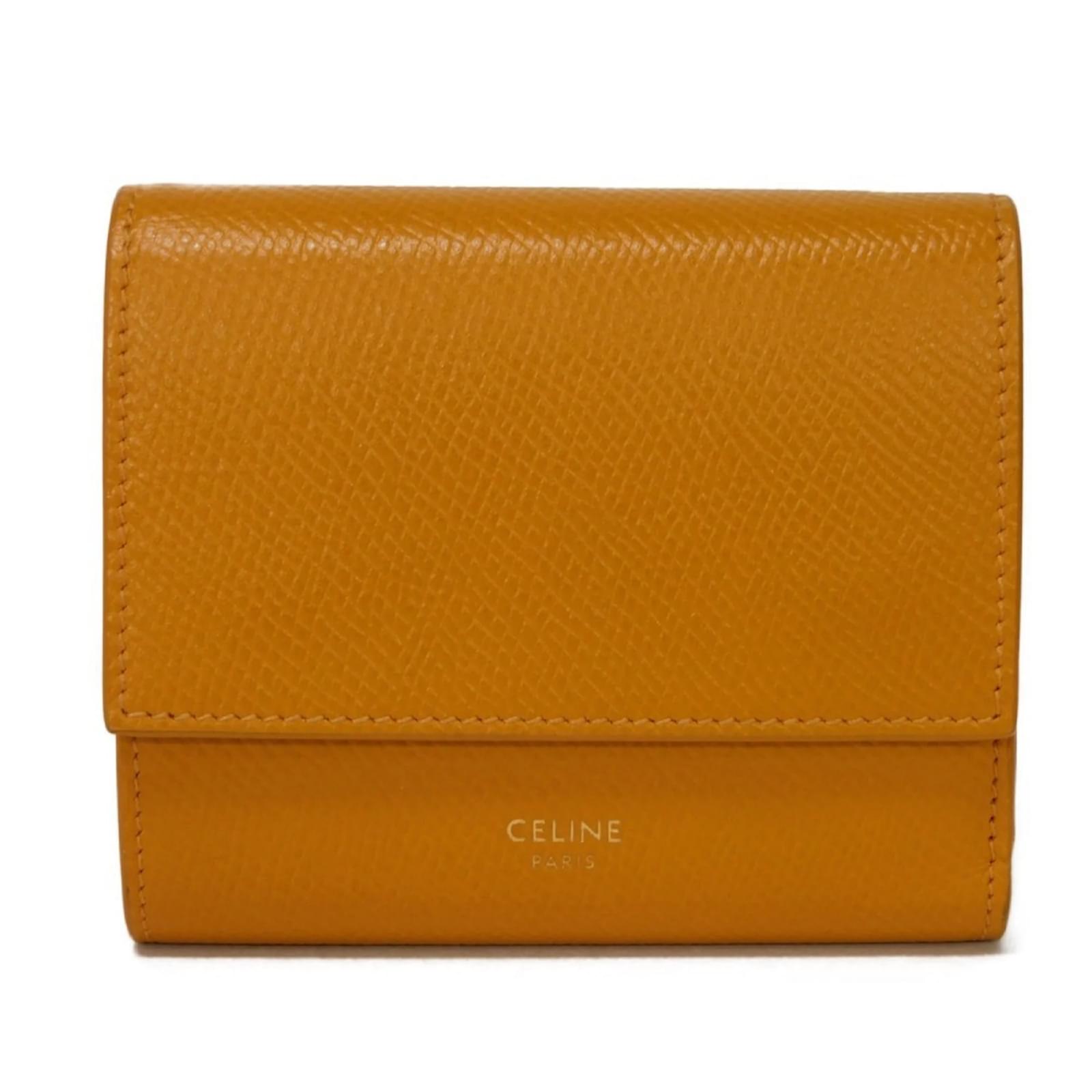 Céline Celine Yellow Leather Tri-Fold Wallet ref.1674598 - Joli Closet