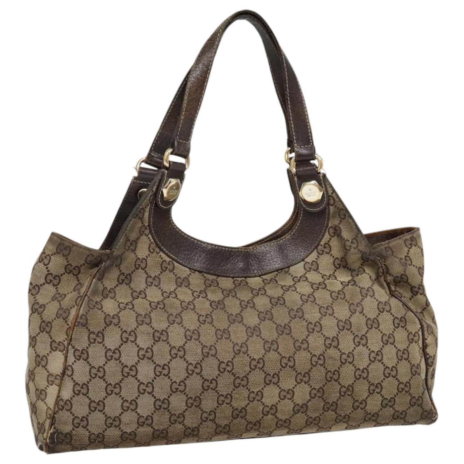 GUCCI GG Supreme Tote Bag PVC Leather Beige Gold 154981 Auth 89713 ...