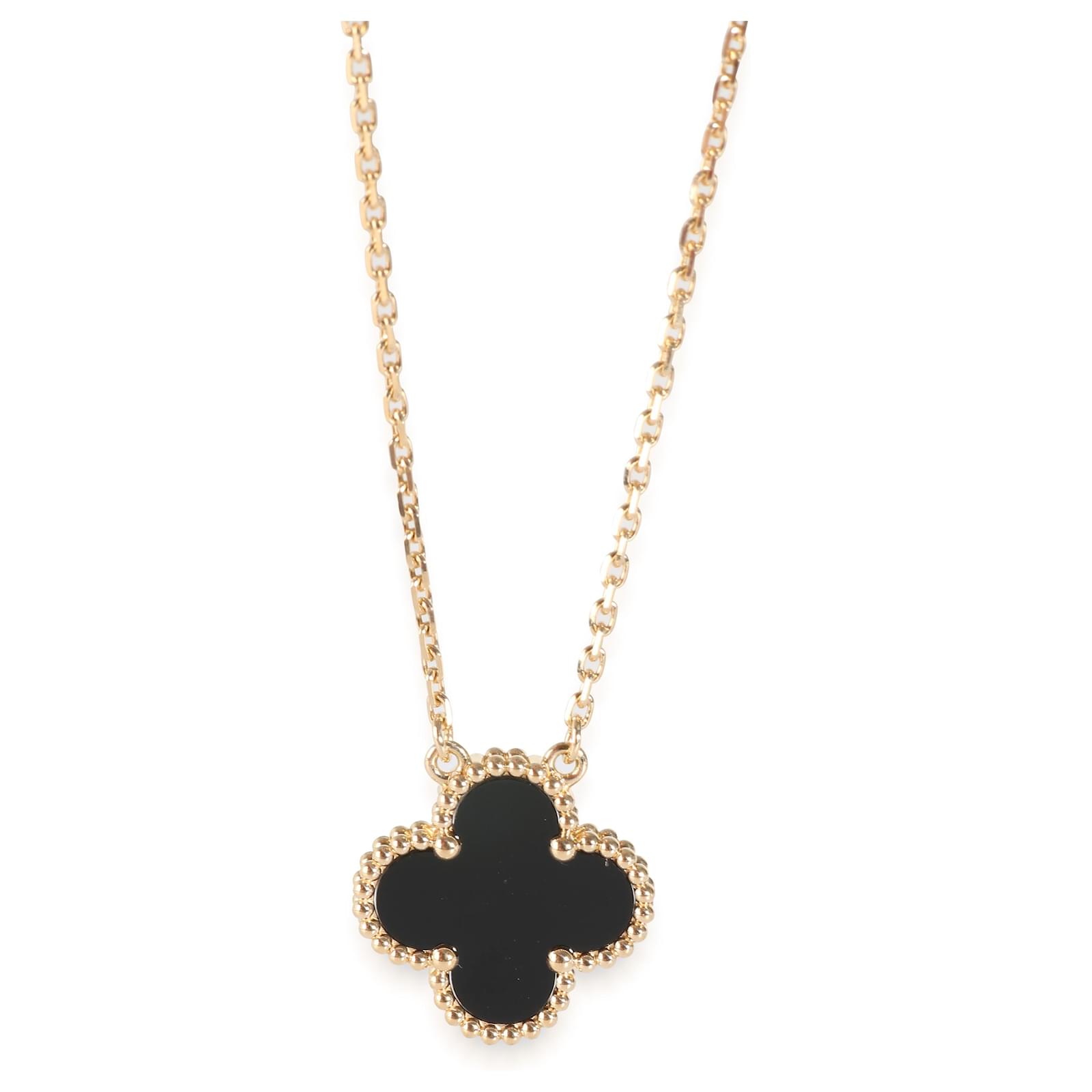 Van Cleef & Arpels Alhambra Onyx Pendant in 18k Yellow Gold ref.1675172 ...