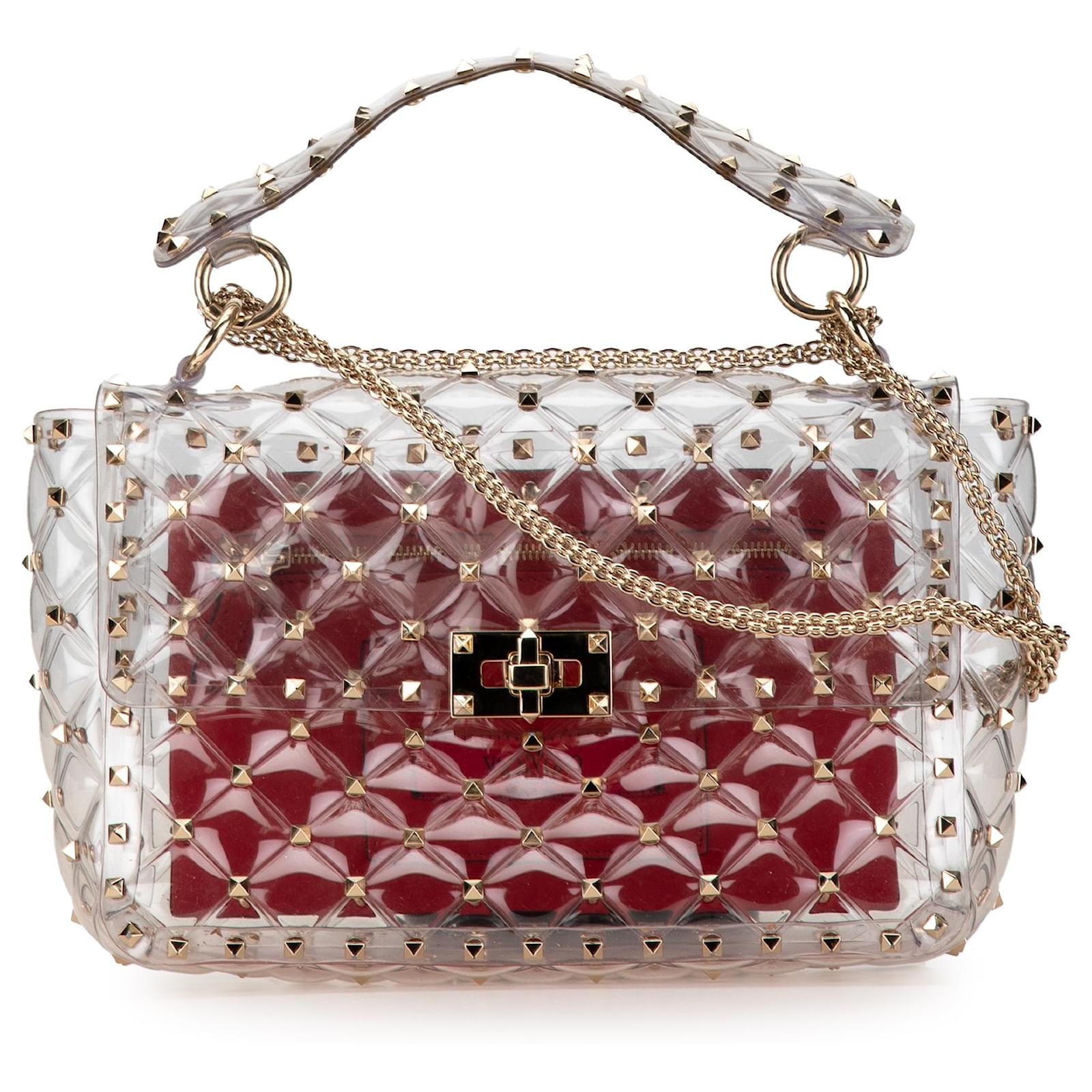 Valentino White Medium PVC Rockstud Spike Satchel Plastic ref.1676116 ...