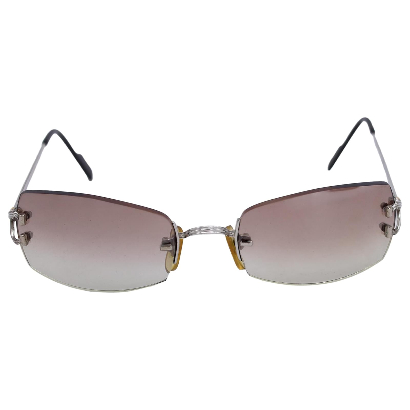 Cartier Rimless Gradient Sunglasses 135 in Brown Metal Red ref.1678036 ...