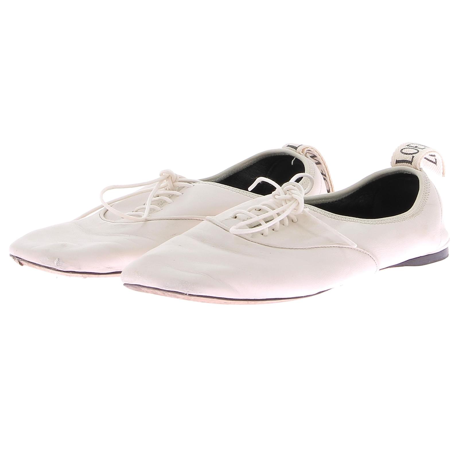 LOEWE Flats T.EU 37 Leather White ref.1679516 - Joli Closet
