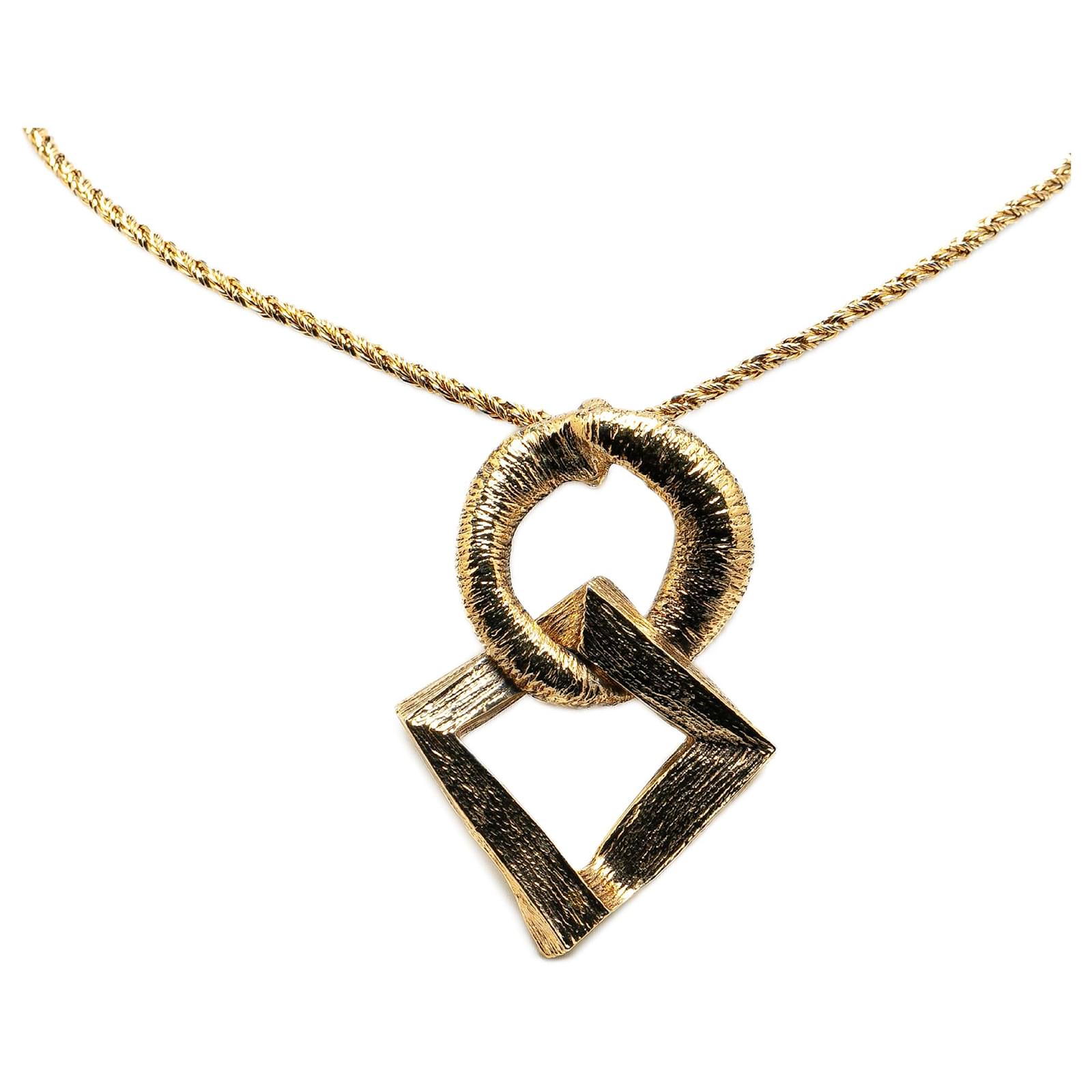 Yves Saint Laurent Gold Gold Plated Rhombus Chain Necklace Golden Metal ...