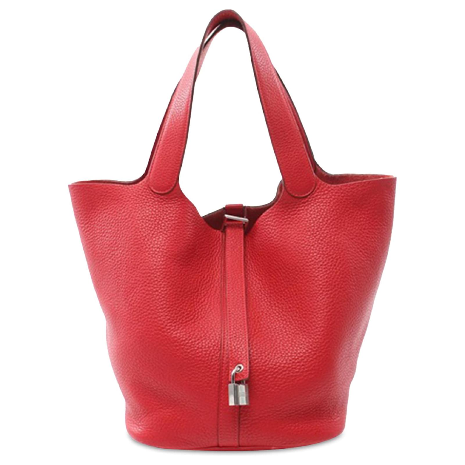 Hermès Red Clemence Picotin Lock 26 Leather Pony-style calfskin ref ...