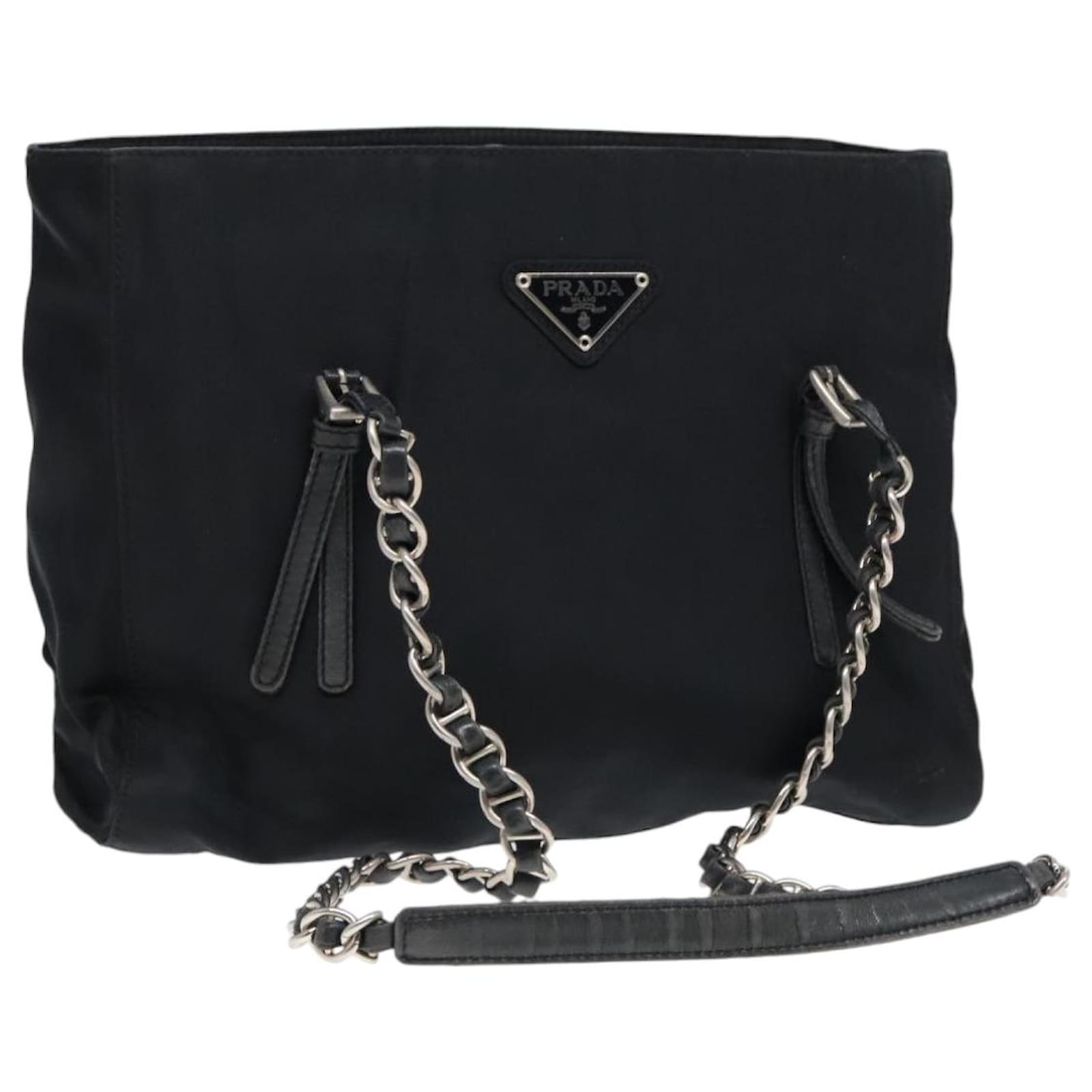 PRADA Chain Shoulder Bag Nylon Black Auth 90711 ref.1681856 - Joli Closet