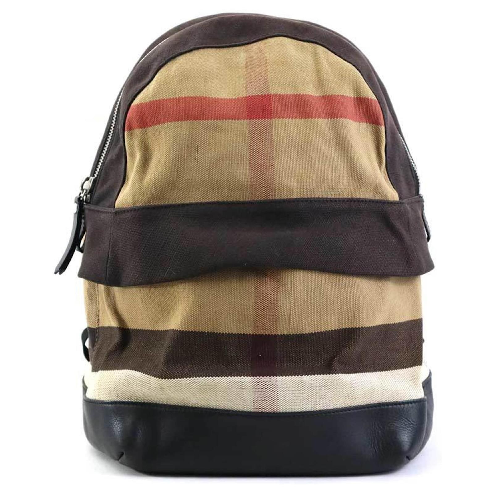 Burberry Canvas and Leather Backpack Brown Black Beige Cloth ref ...
