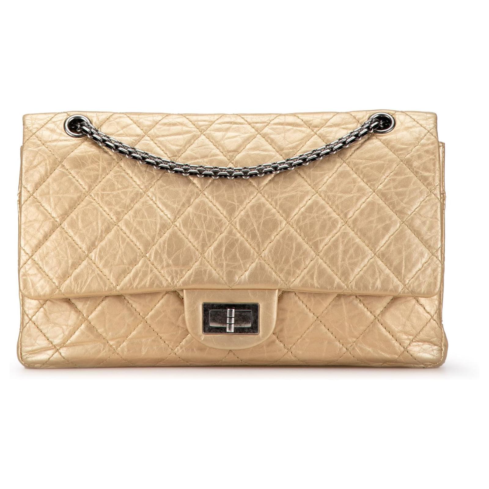 Chanel Gold Reissue 2.55 Aged Calfskin Double Flap 227 Golden Leather ...