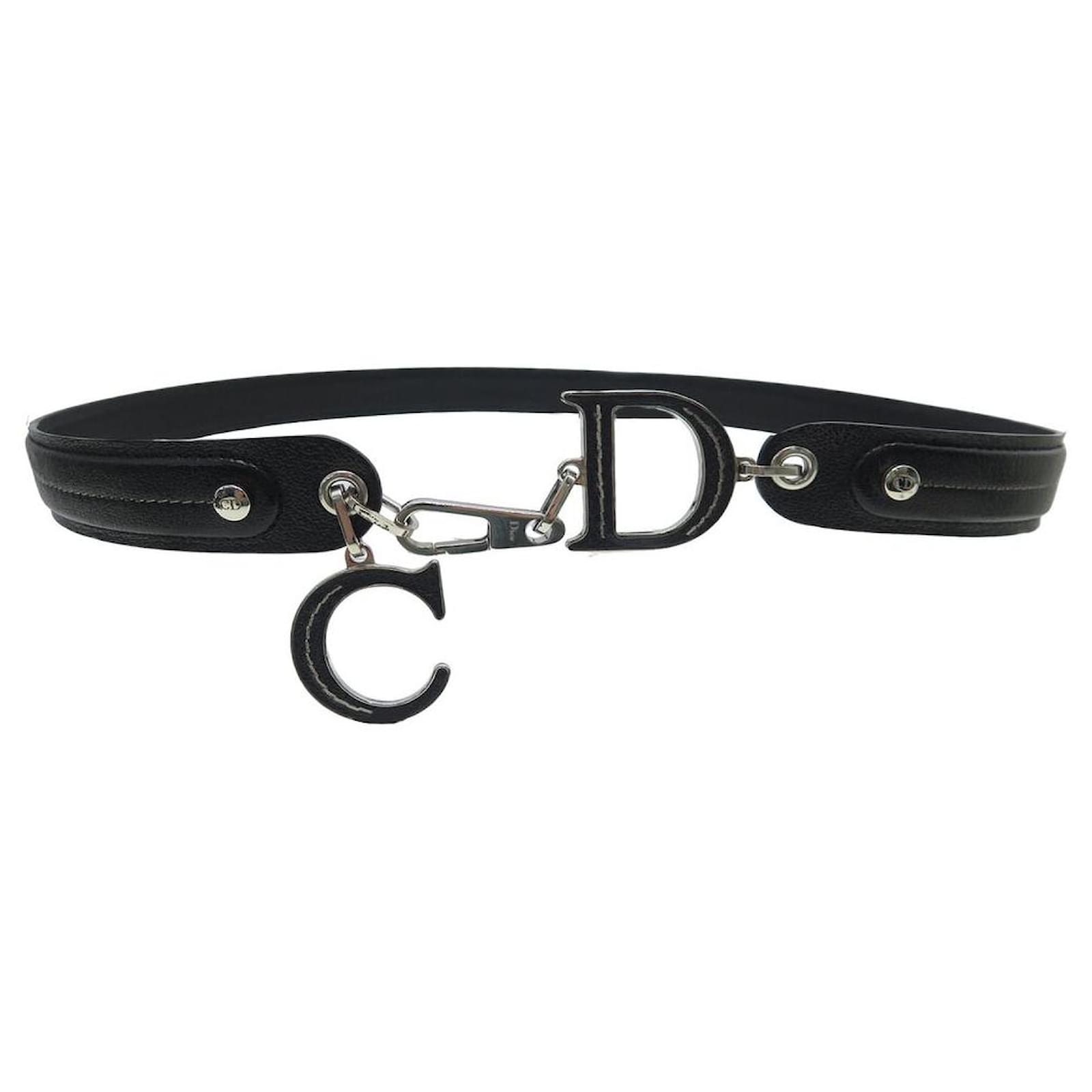 CHRISTIAN DIOR BELT LOGO BUCKLE LETTER CD 90 IN BLACK LEATHER GALLIANO ...