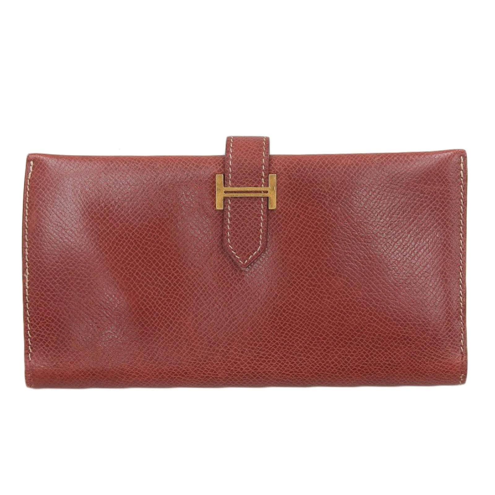 Hermès Hermes Bearn Bi-Fold Long Wallet Red Leather ref.JC1693705 (Sold ...