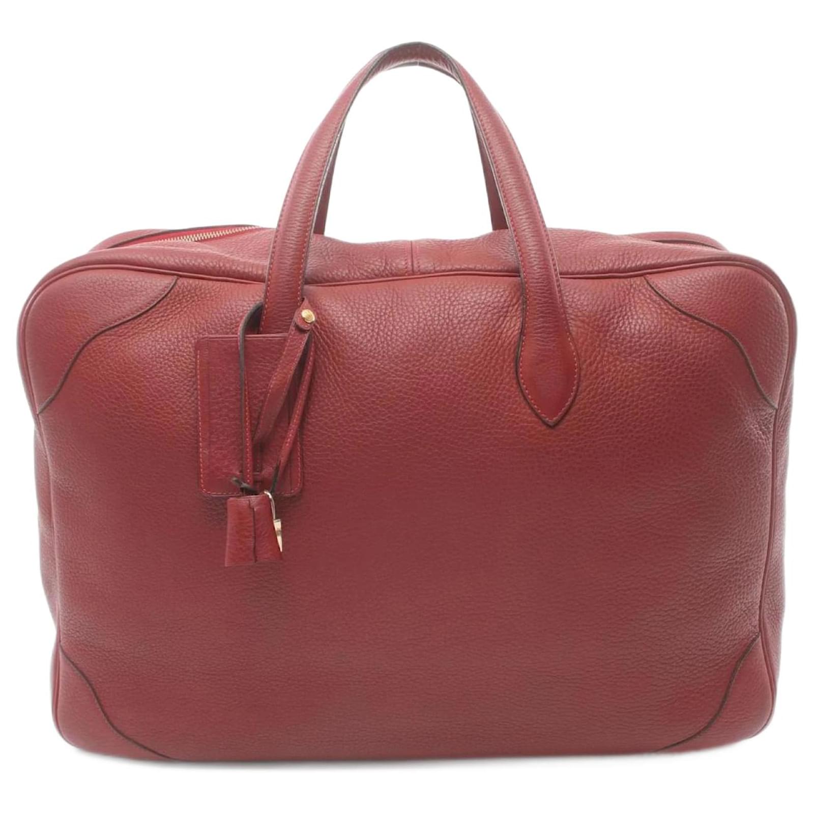 Hermès Hermes Victoria 50 Boston Bag Red Dark red Leather ref.1699948 ...