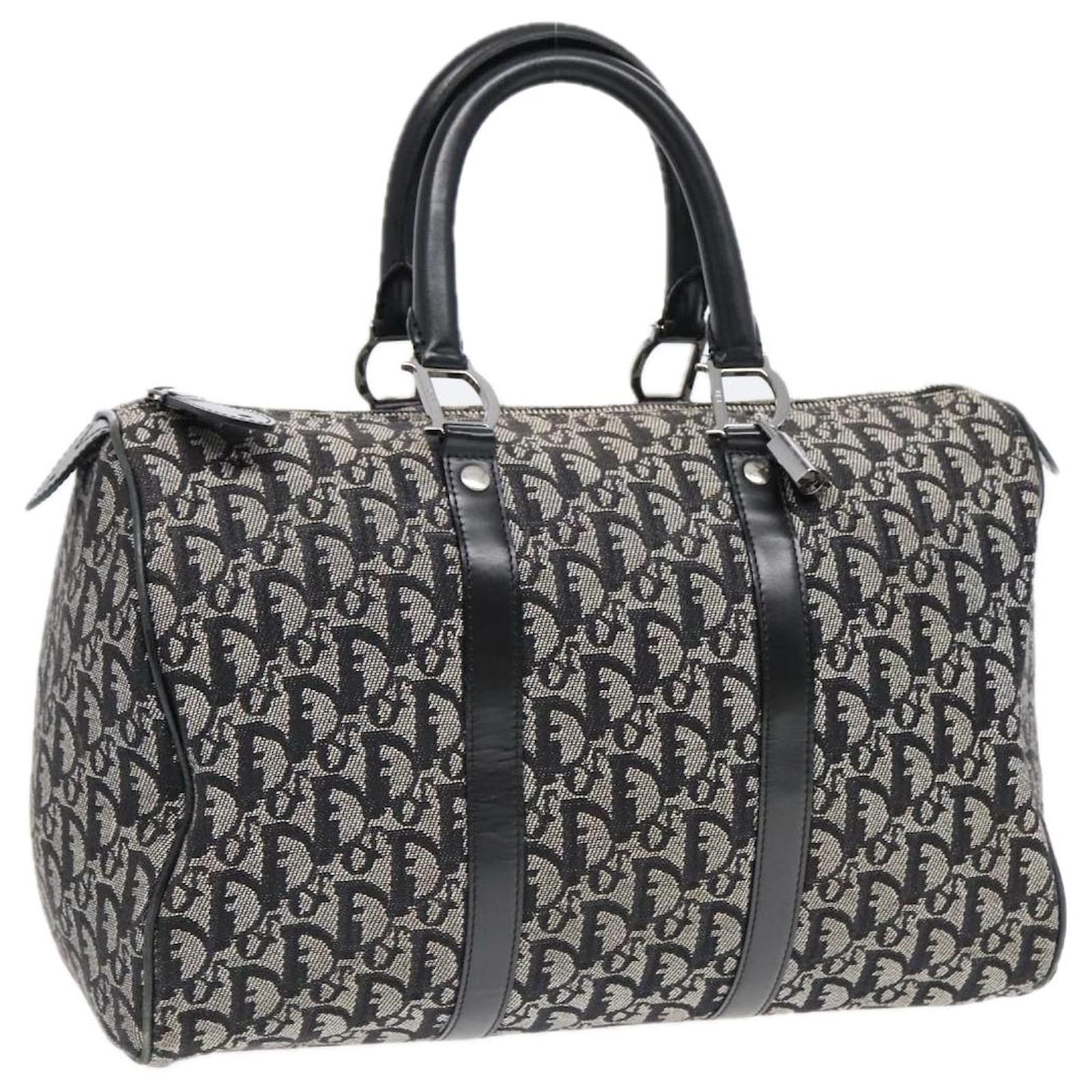 Christian Dior Trotter Canvas Boston Bag Navy Silver Auth 89746 Silvery ...