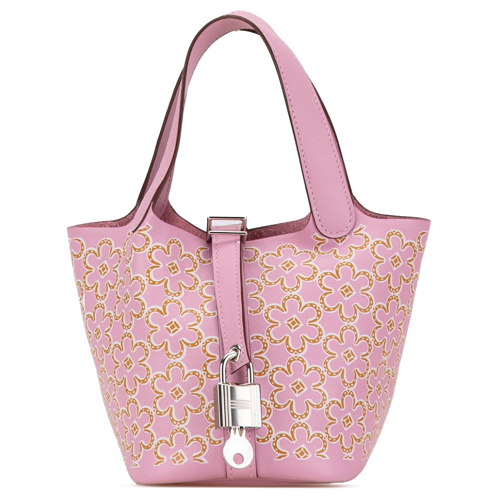 Hermès Pink Micro Swift Lucky Daisy Picotin Lock 14 Leather Pony-style ...