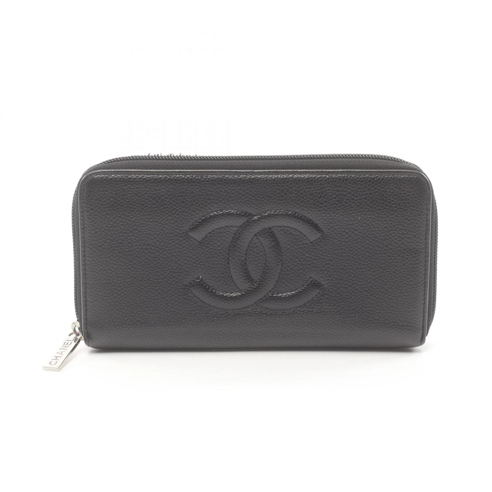 Chanel Coco Mark Round Long Wallet Black Leather ref.1707509 - Joli Closet