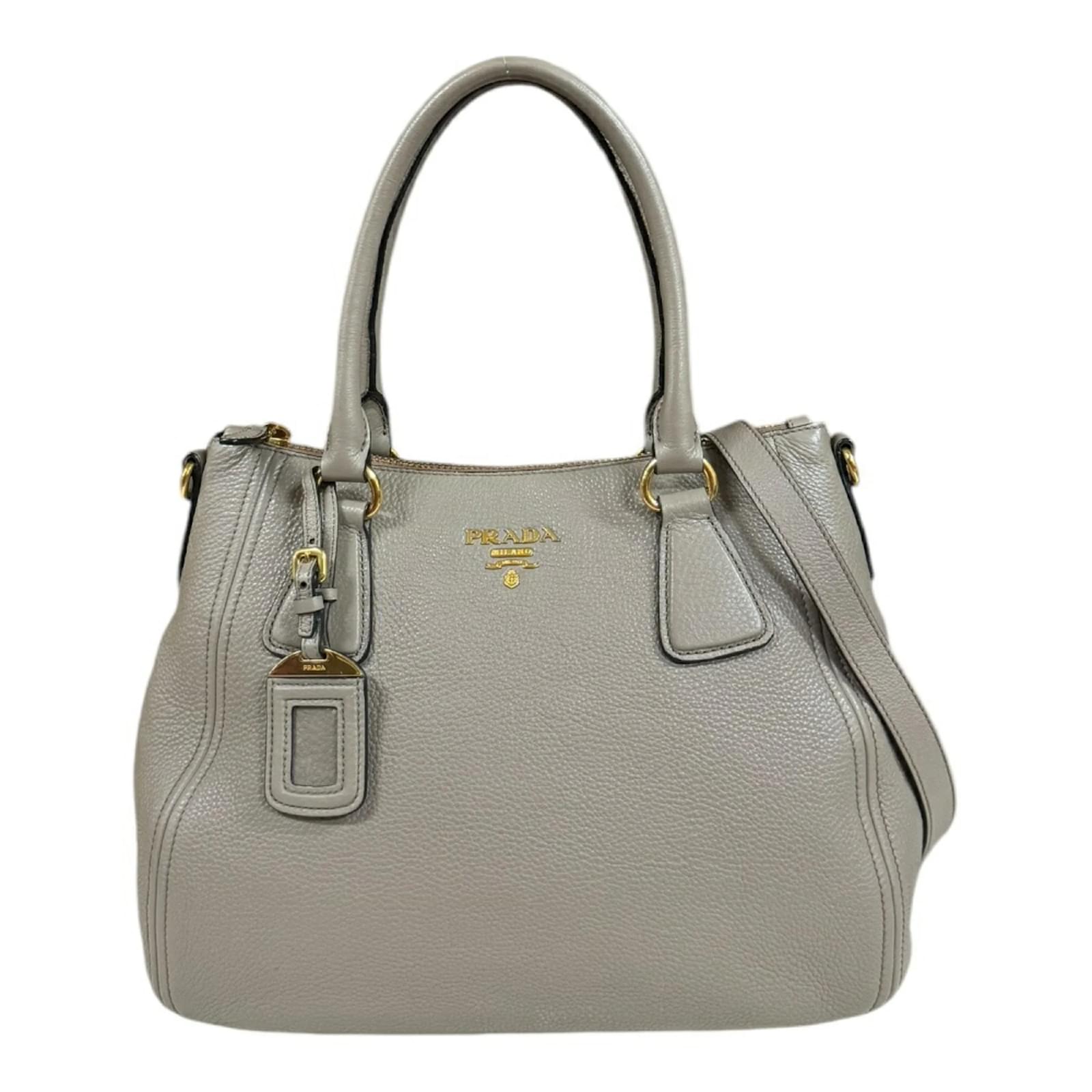 Prada Gray Leather Shoulder Bag Brown ref.1709380 - Joli Closet