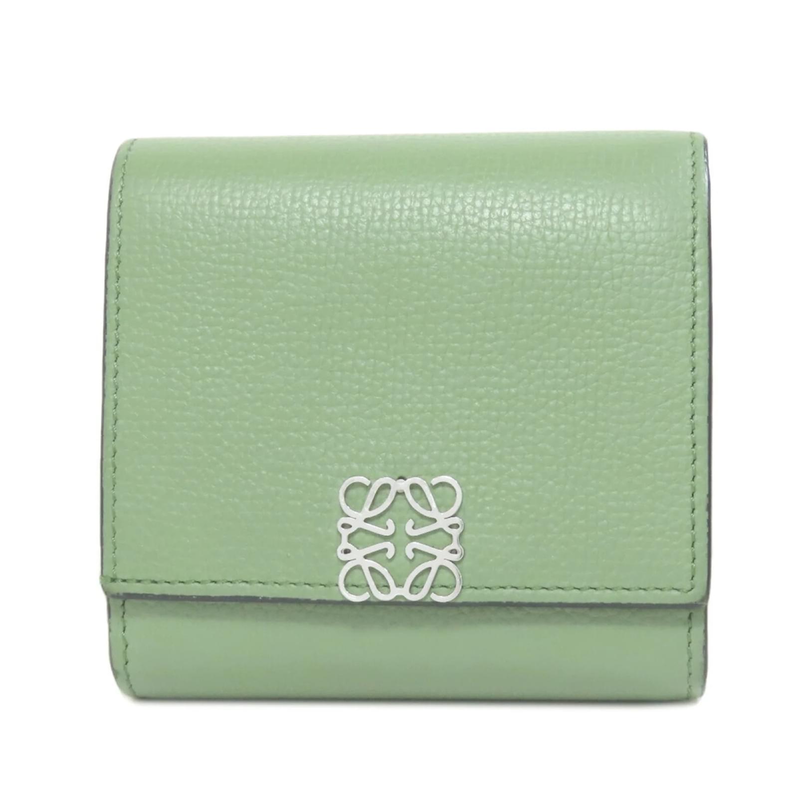 Loewe Anagram Bi-fold Wallet Green Leather ref.1710907 - Joli Closet
