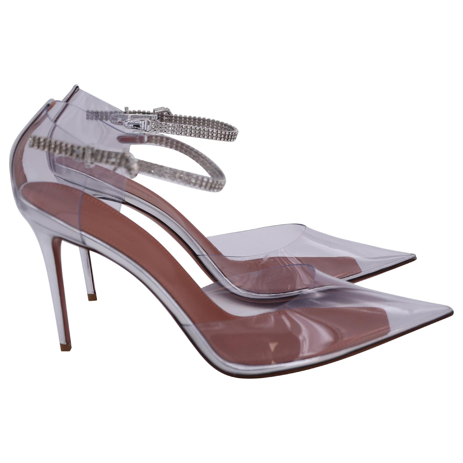 Amina Muaddi Ursina Pumps in Silver PVC and Patent Leather (Sold ...