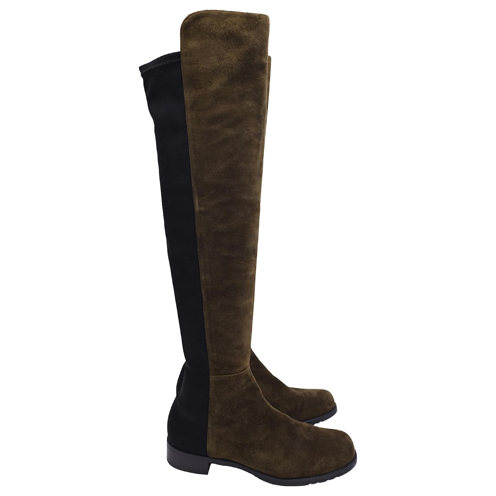 Stuart Weitzman 5050 Knee Boots in Green Suede ref.1711461 - Joli Closet