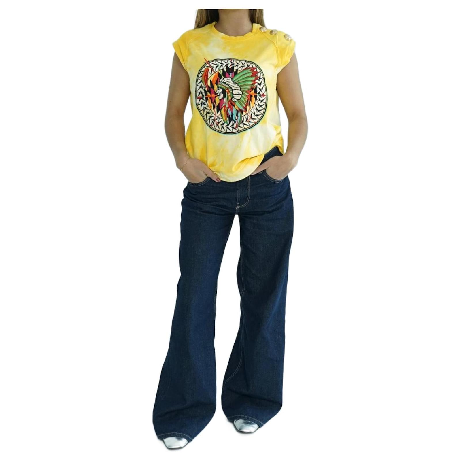 Balmain Tops Yellow Cotton ref.1708680 - Joli Closet