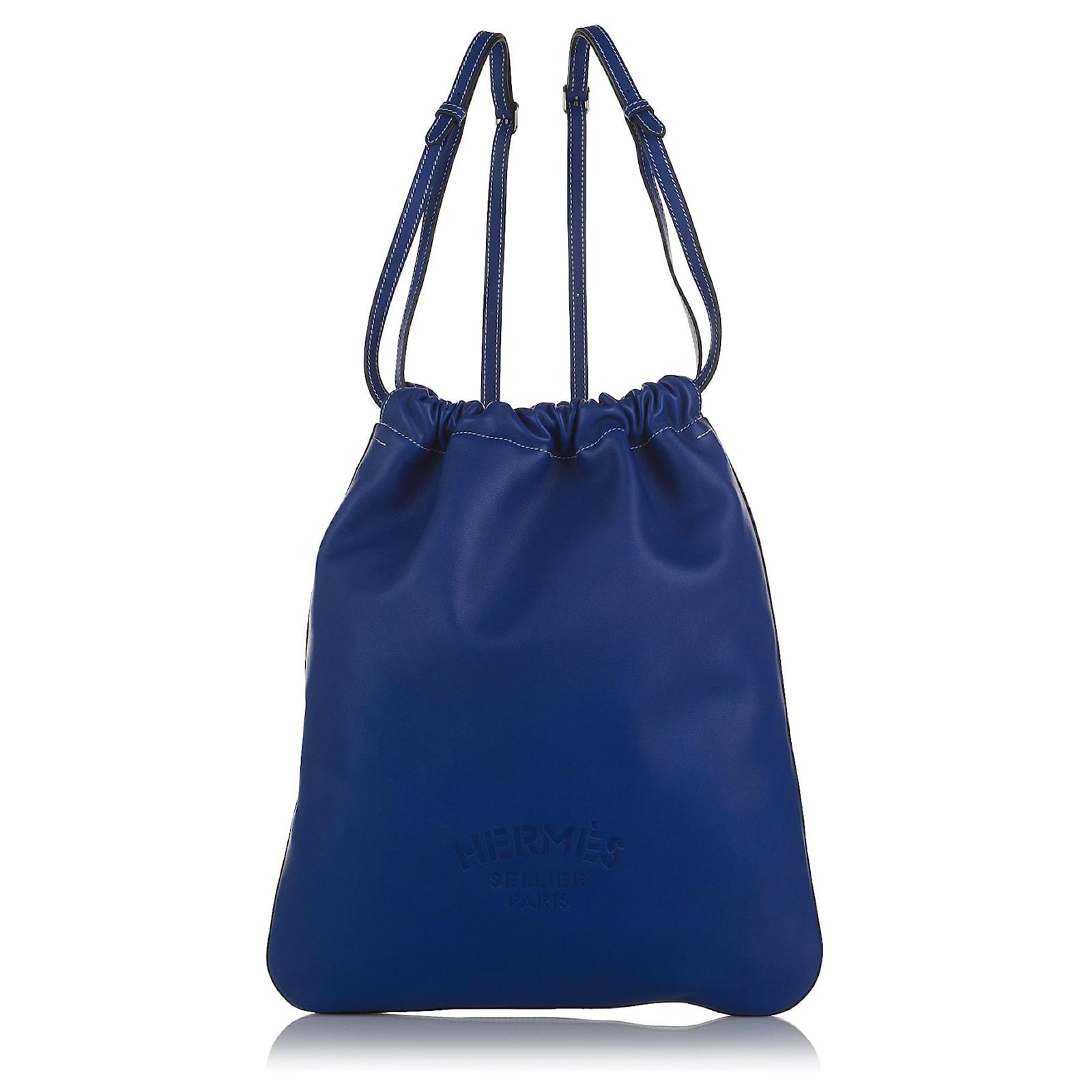 Blue Hermès Cheri Bridado Backpack Leather ref.1715264 - Joli Closet