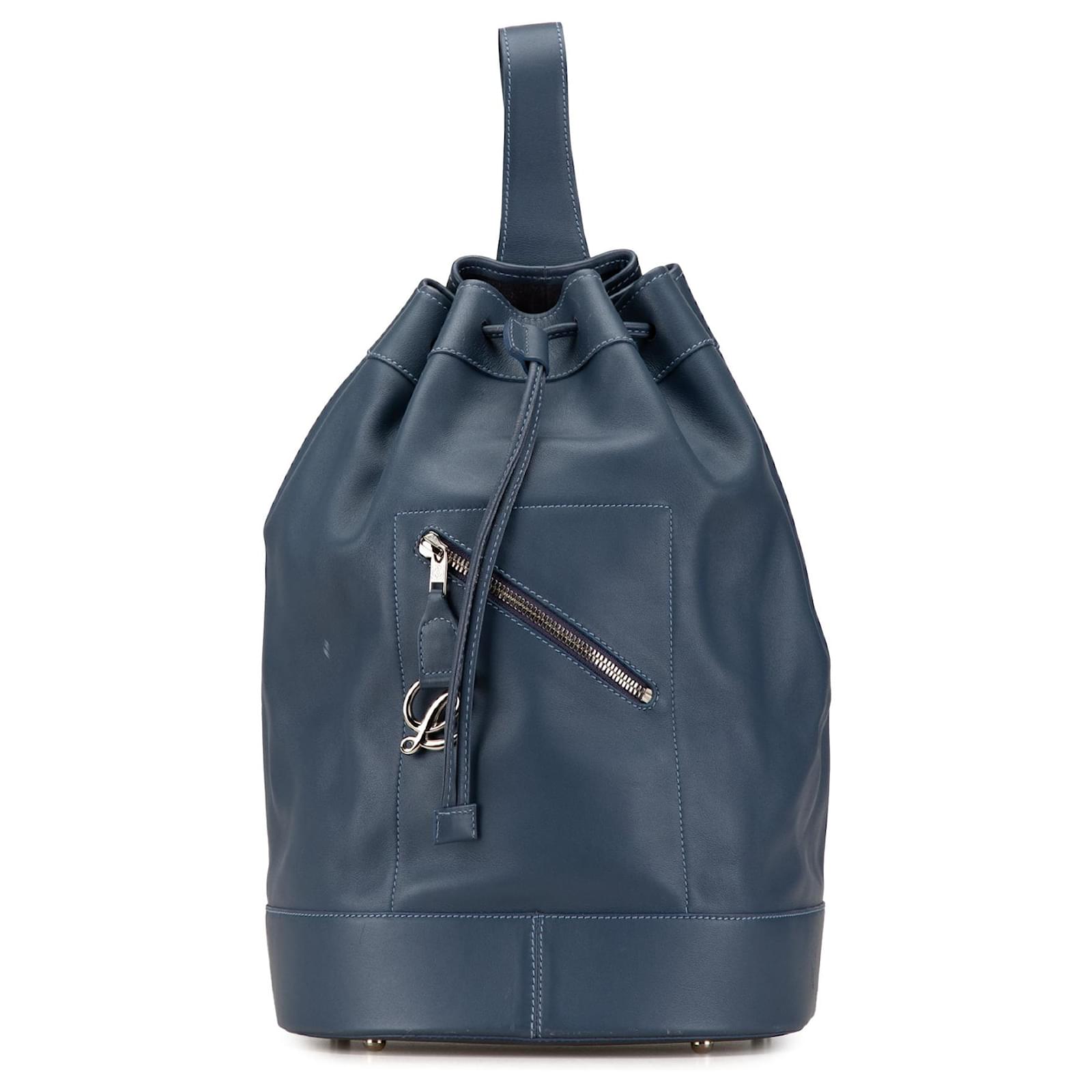 Blue LOEWE Leather Anton Drawstring Sling Backpack ref.1715576 - Joli ...