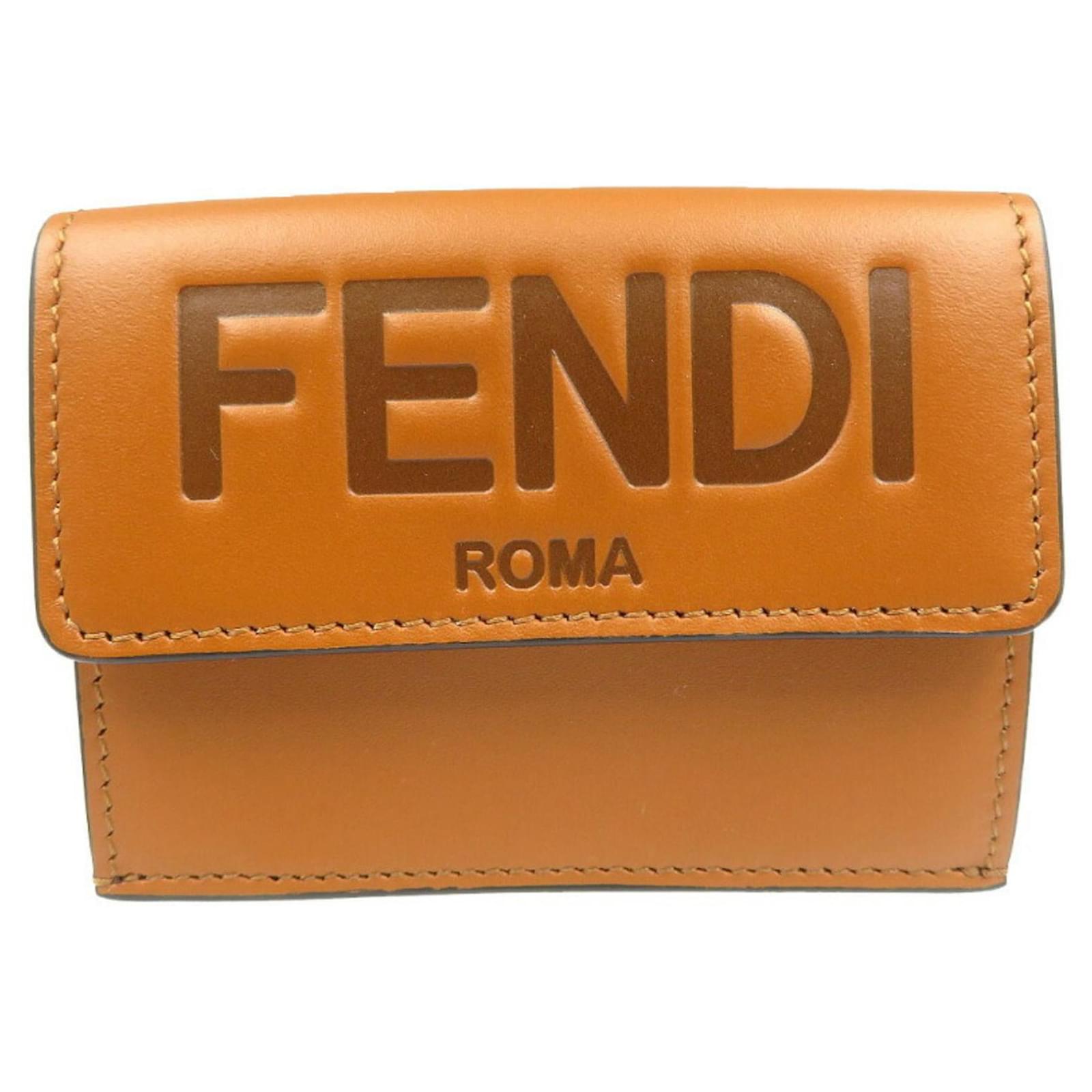 Fendi Roma Micro Leather Tri-fold Wallet Brown ref.1717052 - Joli Closet