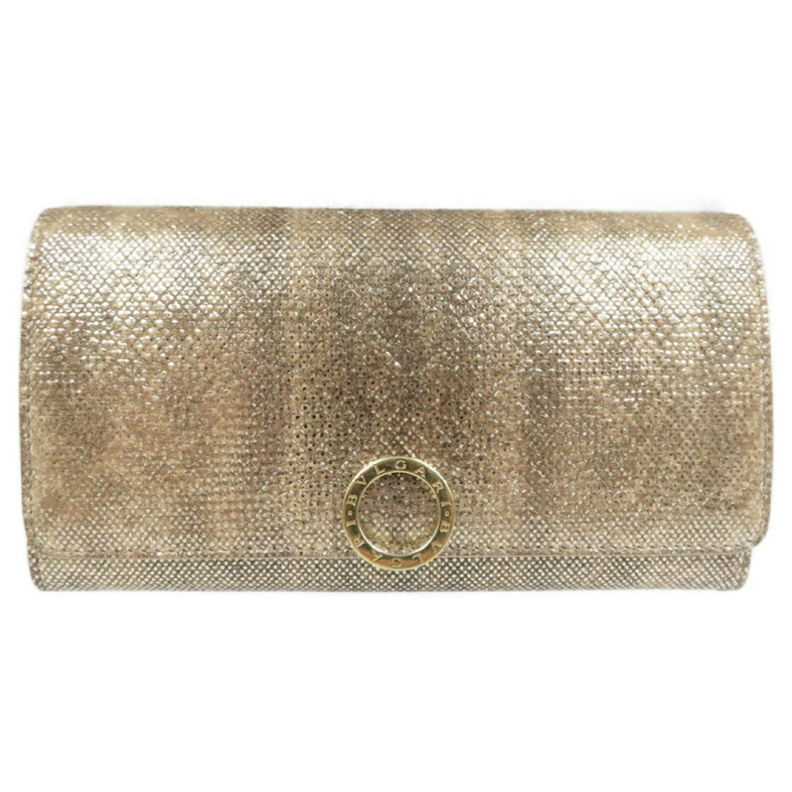Bulgari Bvlgari Metallic Gold Python Long Wallet Golden Leather ref ...