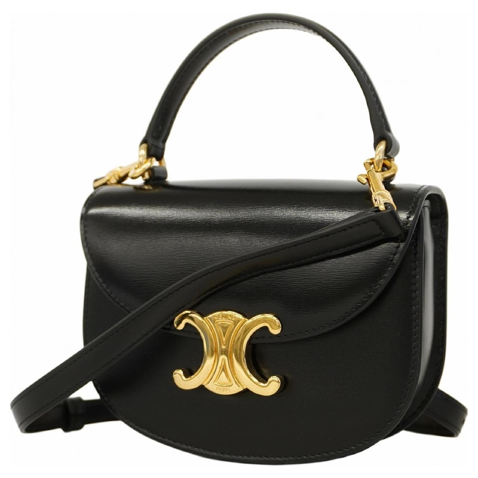 Céline Celine Triomphe Leather Handbag Black ref.1717480 - Joli Closet