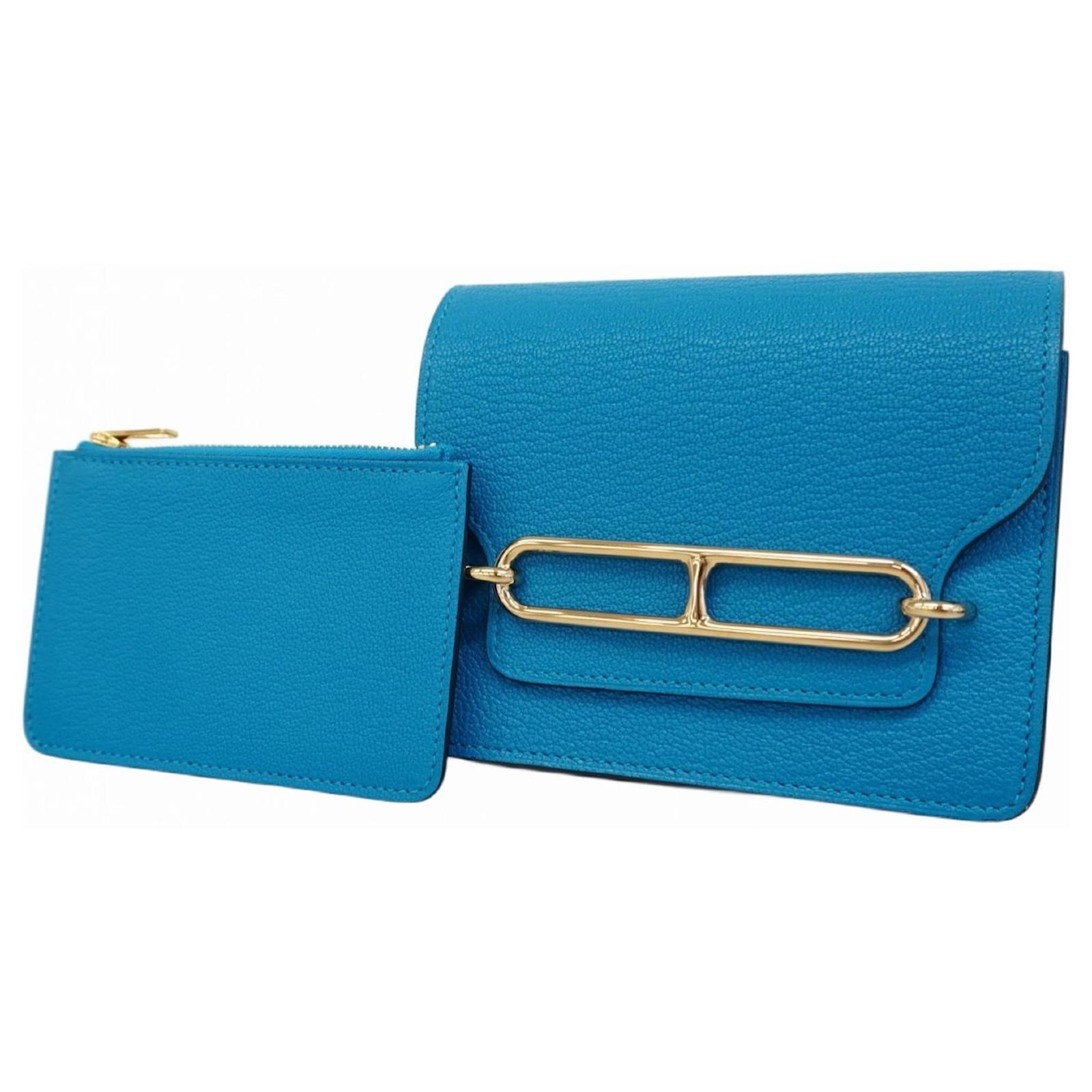 Hermès Hermes Bi-Fold Wallet in Blue Chevre Mysore Leather Diamond ref ...