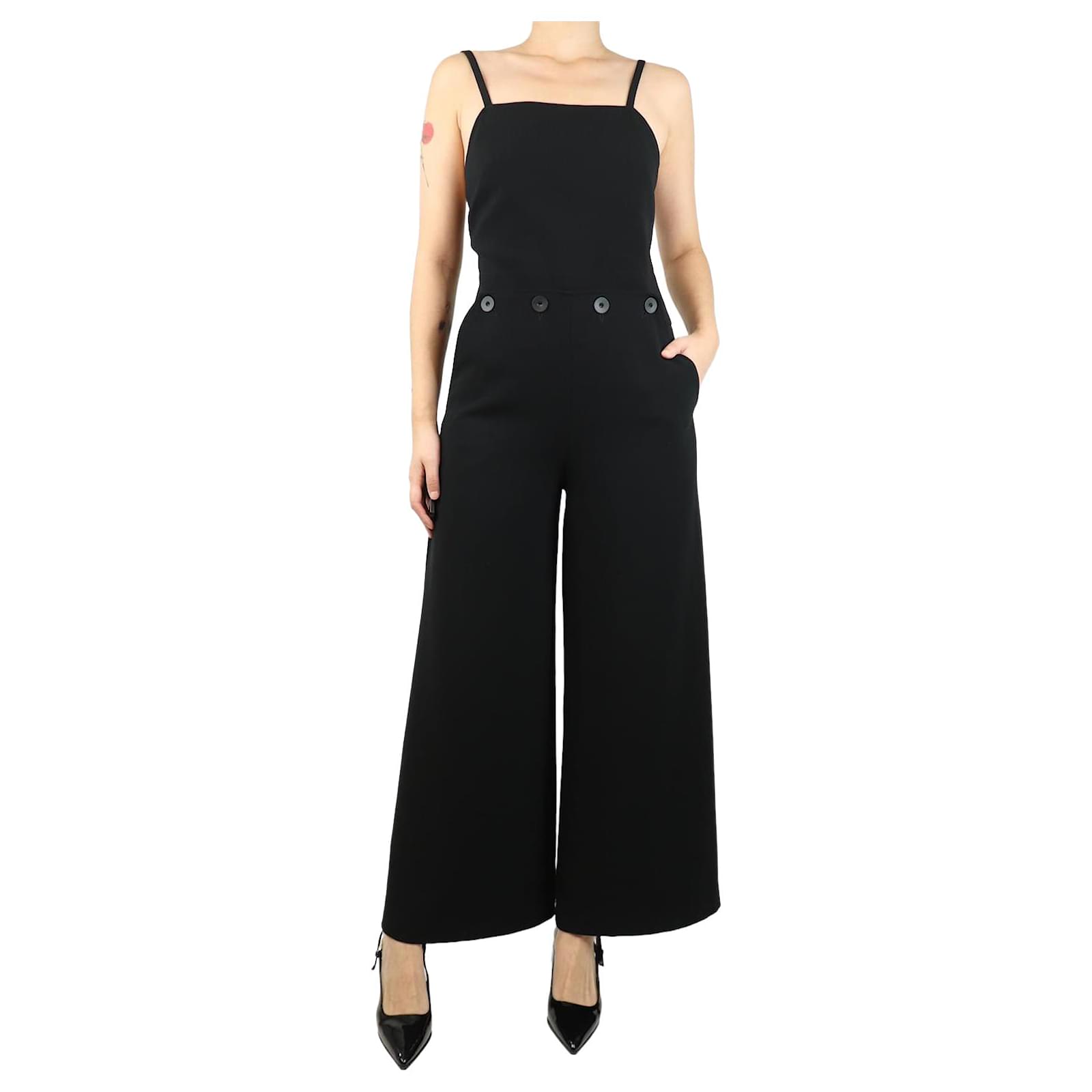Max Mara Black Tabarin wide-leg jumpsuit - size UK 10 Triacetate ref ...