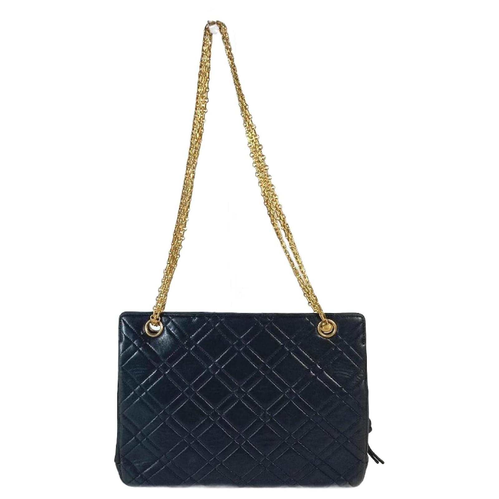 Chanel CC Coco Mark Double Chain Shoulder Bag Black Leather ref.1720053 ...