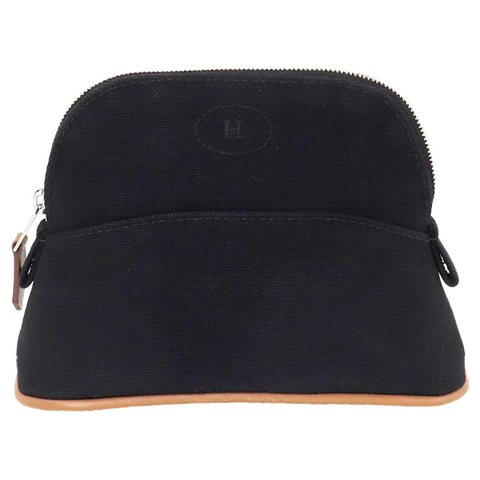 Hermès Hermes Bolide Pouch in Black Cotton Canvas and Leather Cloth ref ...