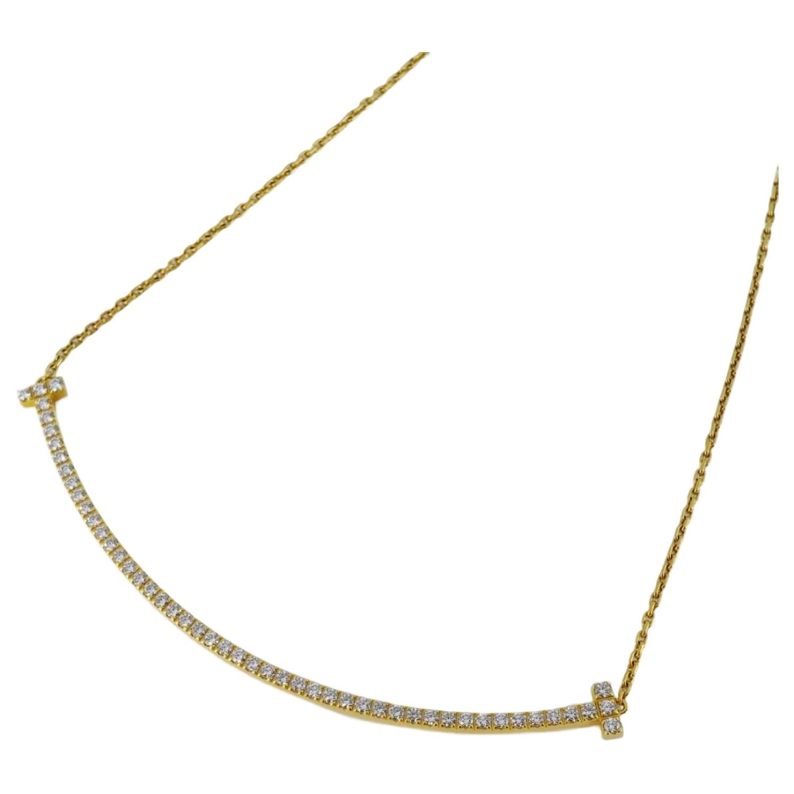 Tiffany & Co Tiffany T Smile Extra Large Diamond Necklace Yellow gold ...