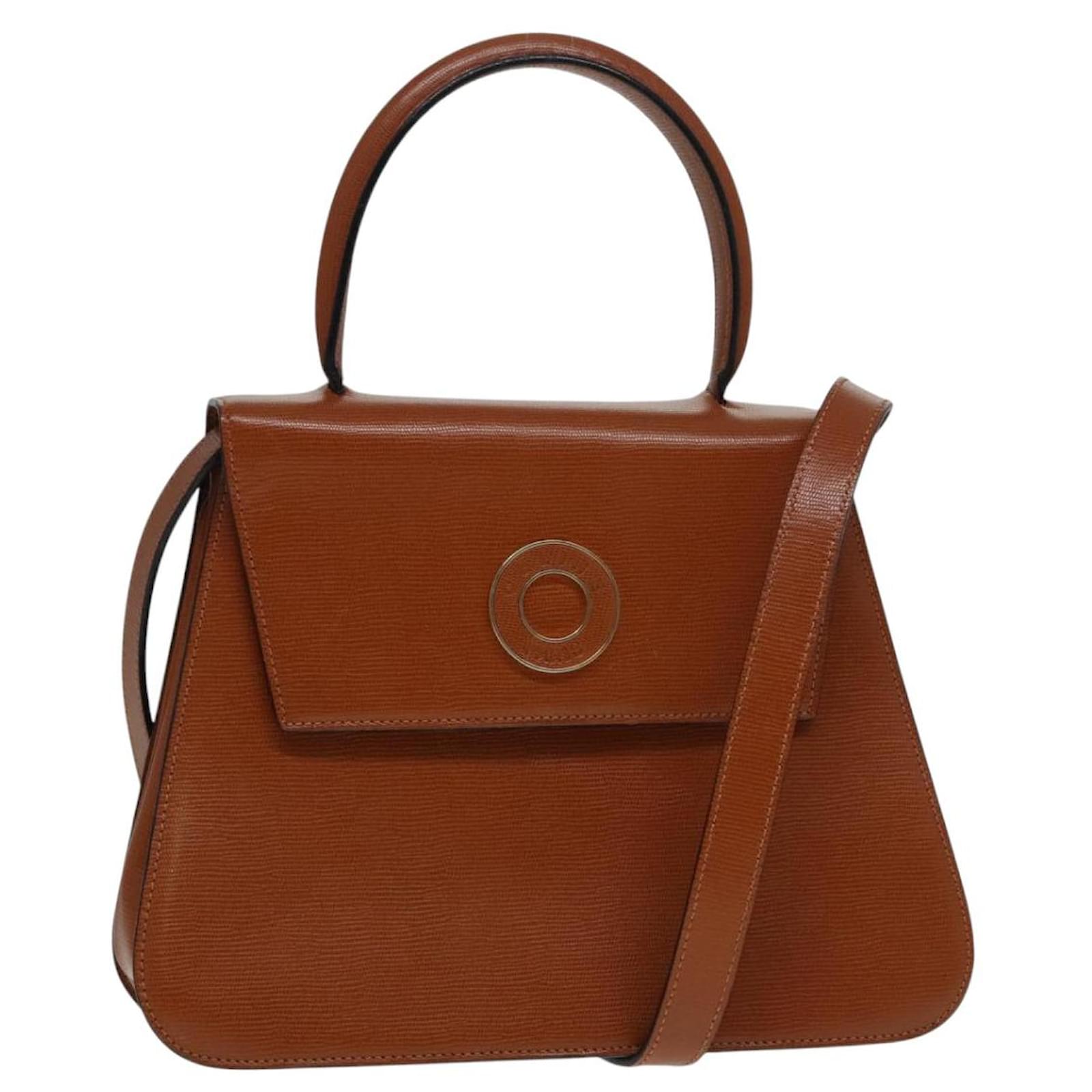 Céline CELINE Hand Bag Leather 2way Brown Gold Auth 92641 Golden ref ...