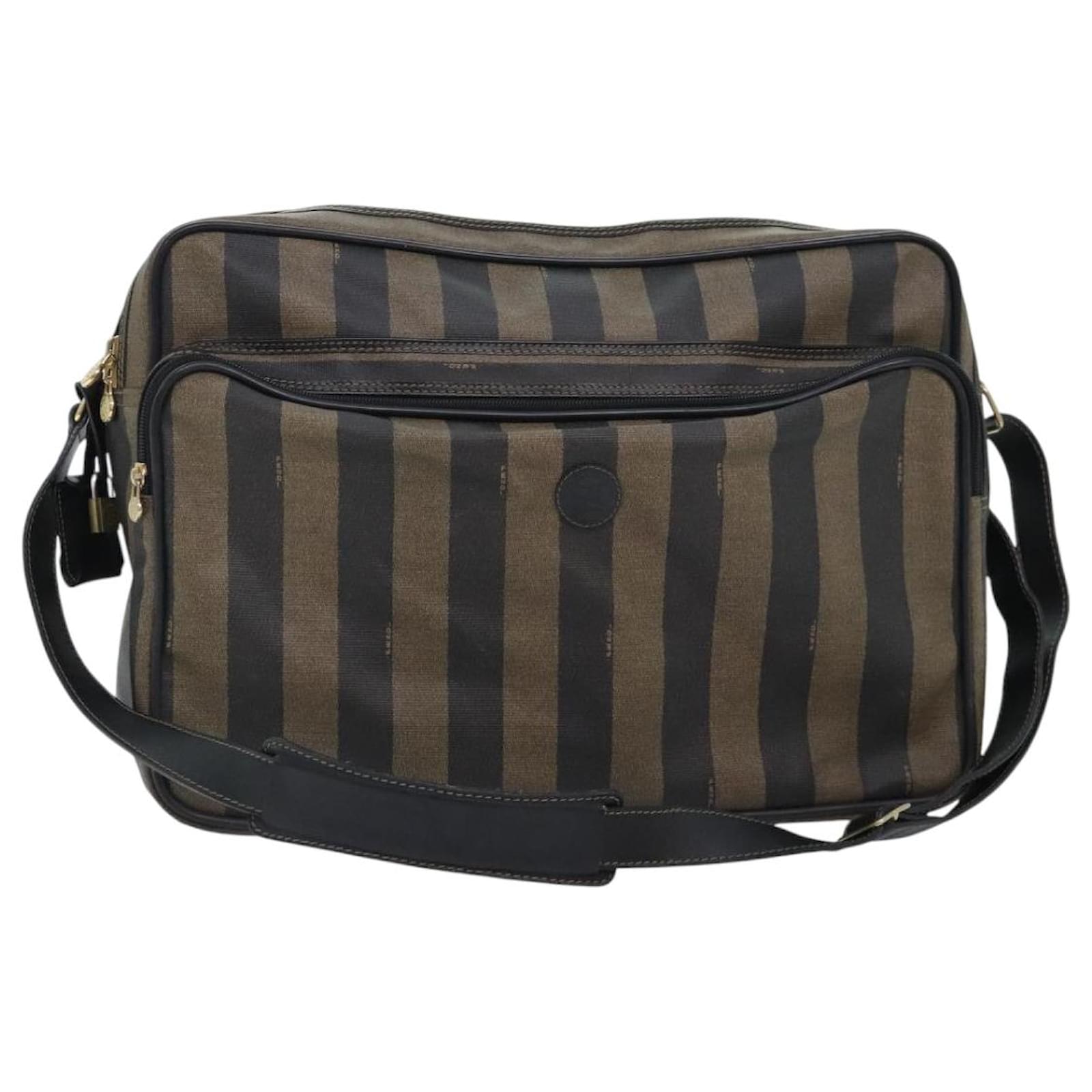Pequin FENDI Pecan Canvas Shoulder Bag Coated Canvas Brown Auth ep5905 ...