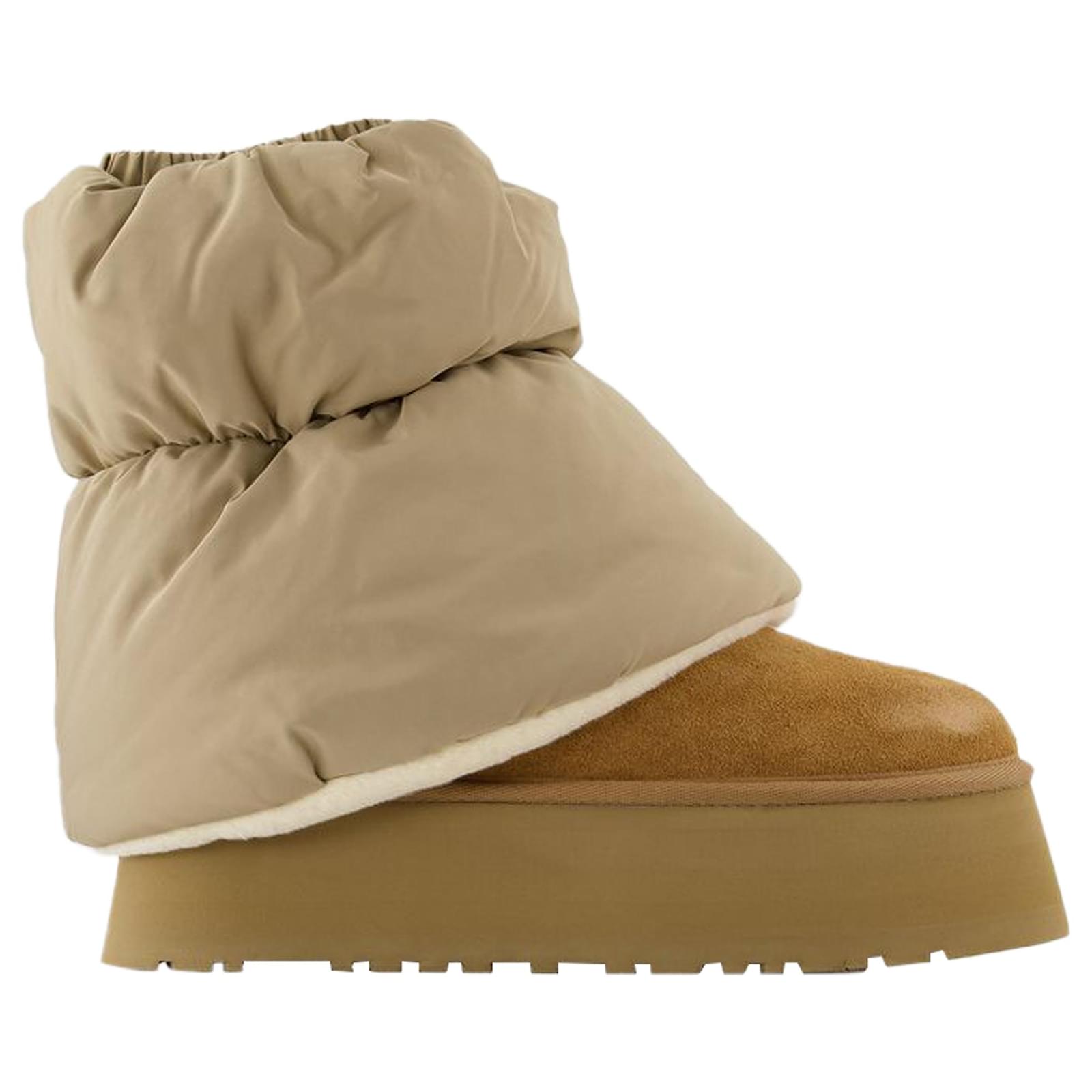W Classic Mini Dipper Puffer Ankle Boots - UGG - Leather - Brown ref ...