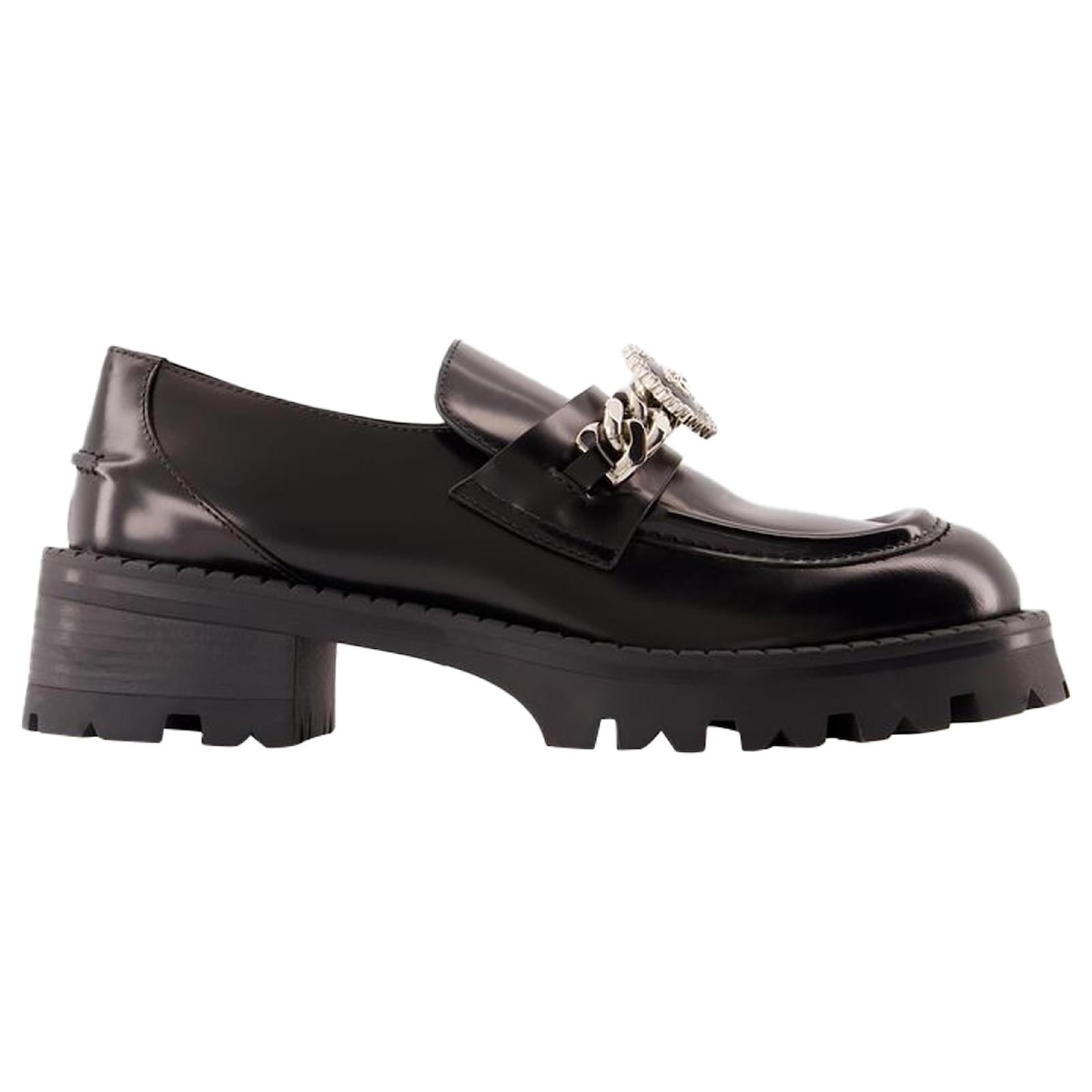 Alia Flat Shoes - Versace - Leather - Black Pony-style calfskin ref ...