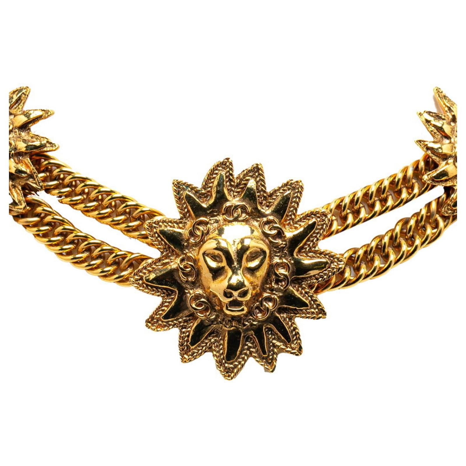 Chanel Coco Mark Lion Motif 3-Strand Chain Necklace Golden ref.1727380 ...